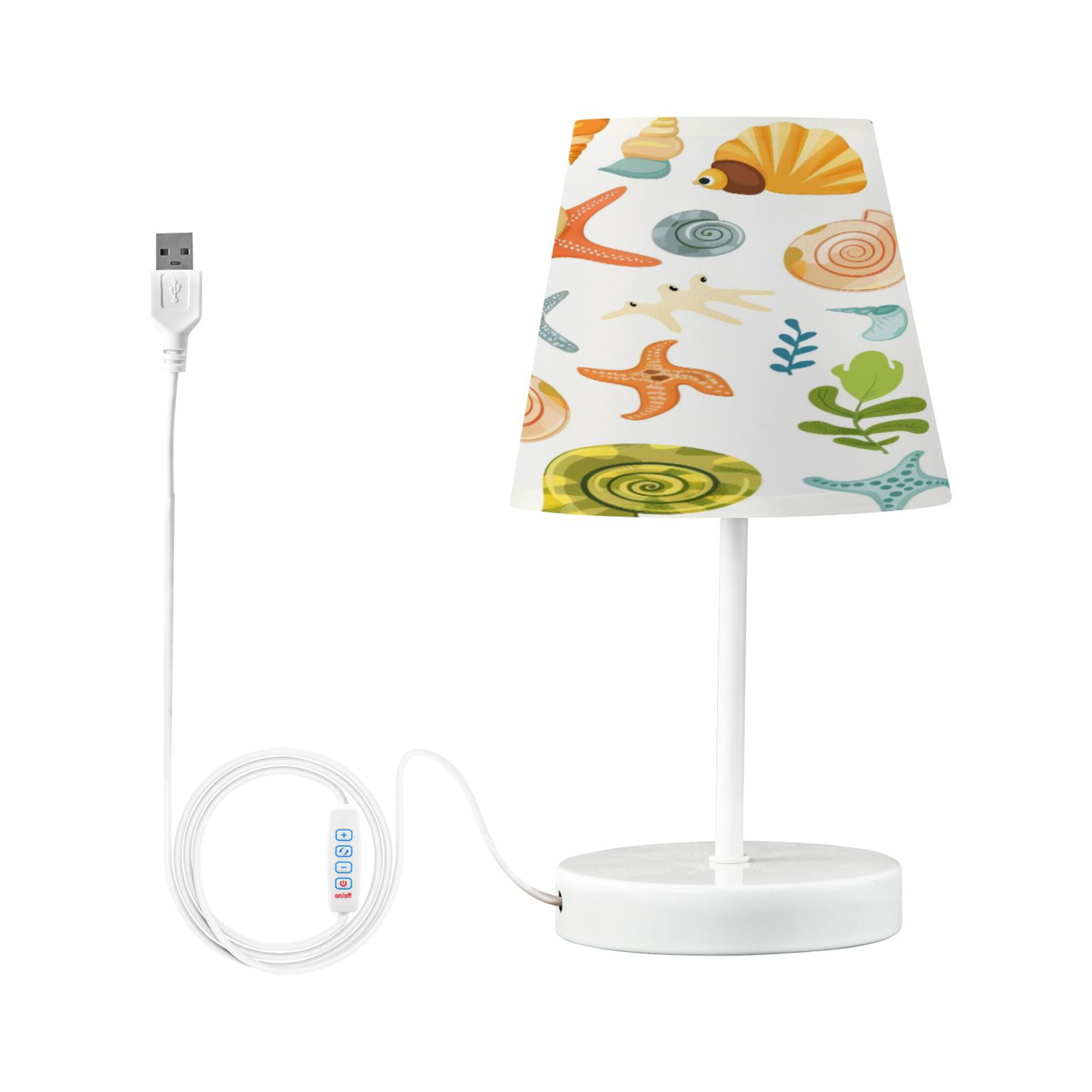 Starfish Seaweed Shells Desk Lamp LED Table Nightstand Lamps with 3 ...