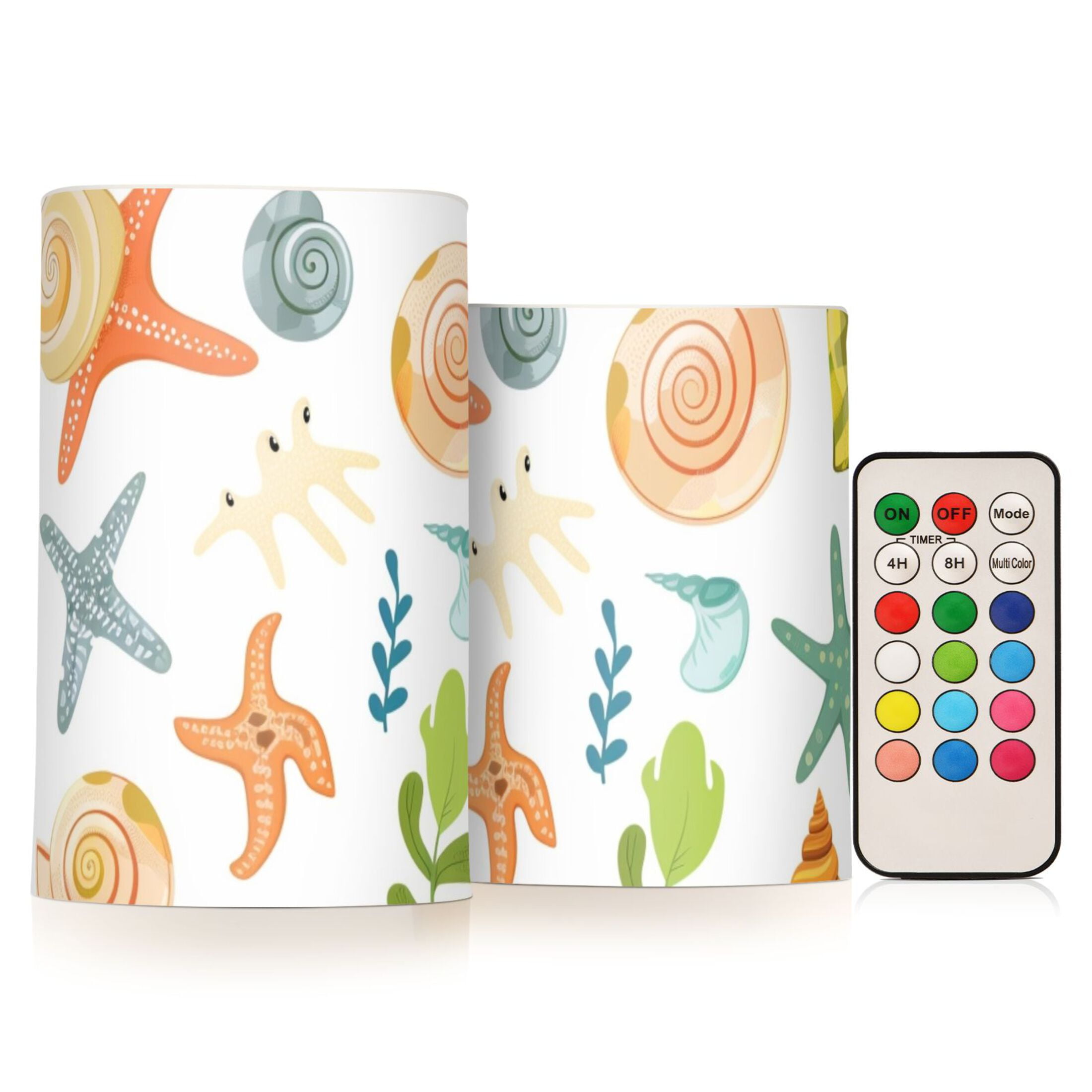 Starfish Seaweed Shells Flameless Candles with Remote Timer LED Battery ...