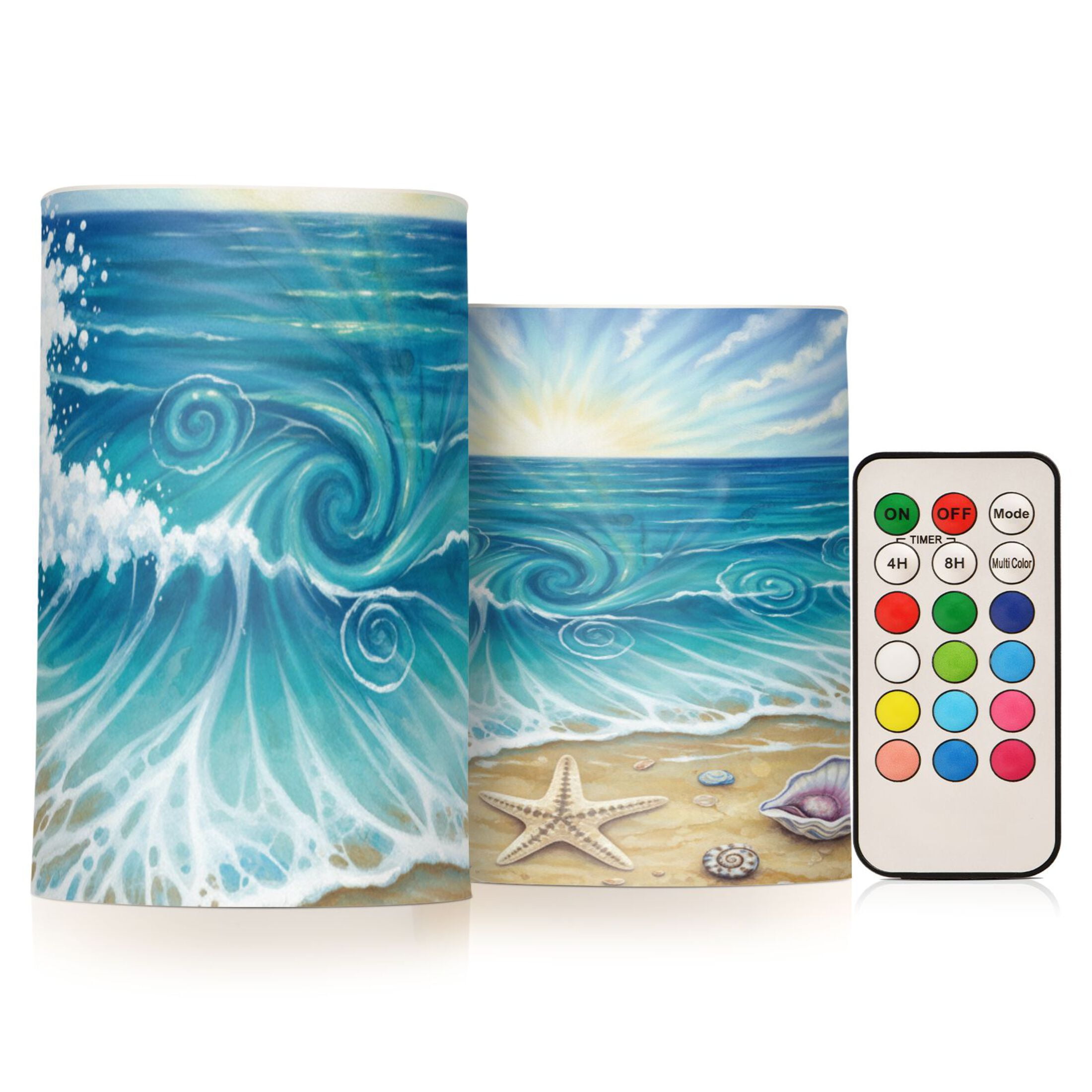 Starfish Shell Beach Flickering Flameless Candles Battery Operated with ...