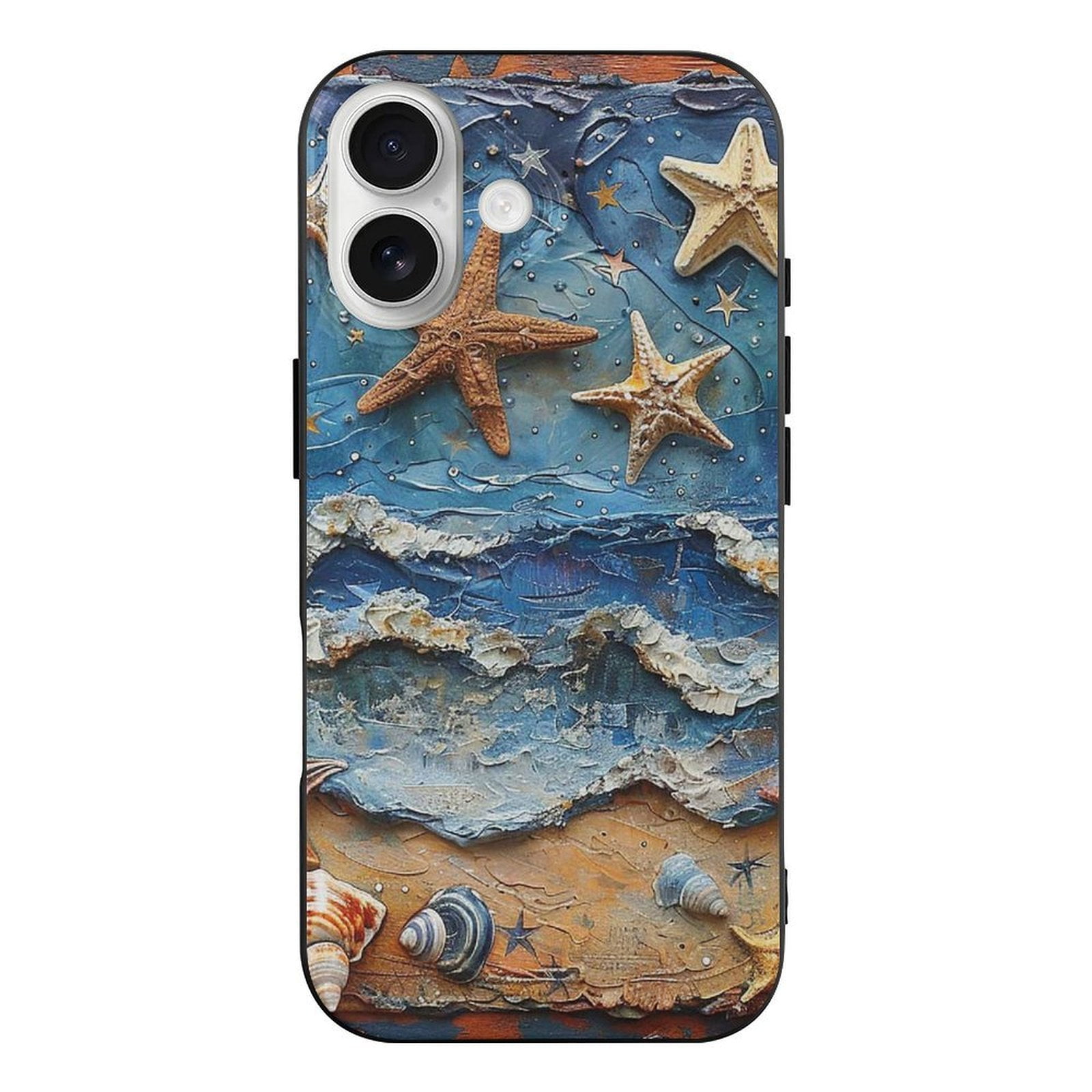 Starfish Shells Seashell Sky Art Black TPU Case for iPhone 17 Slim ...