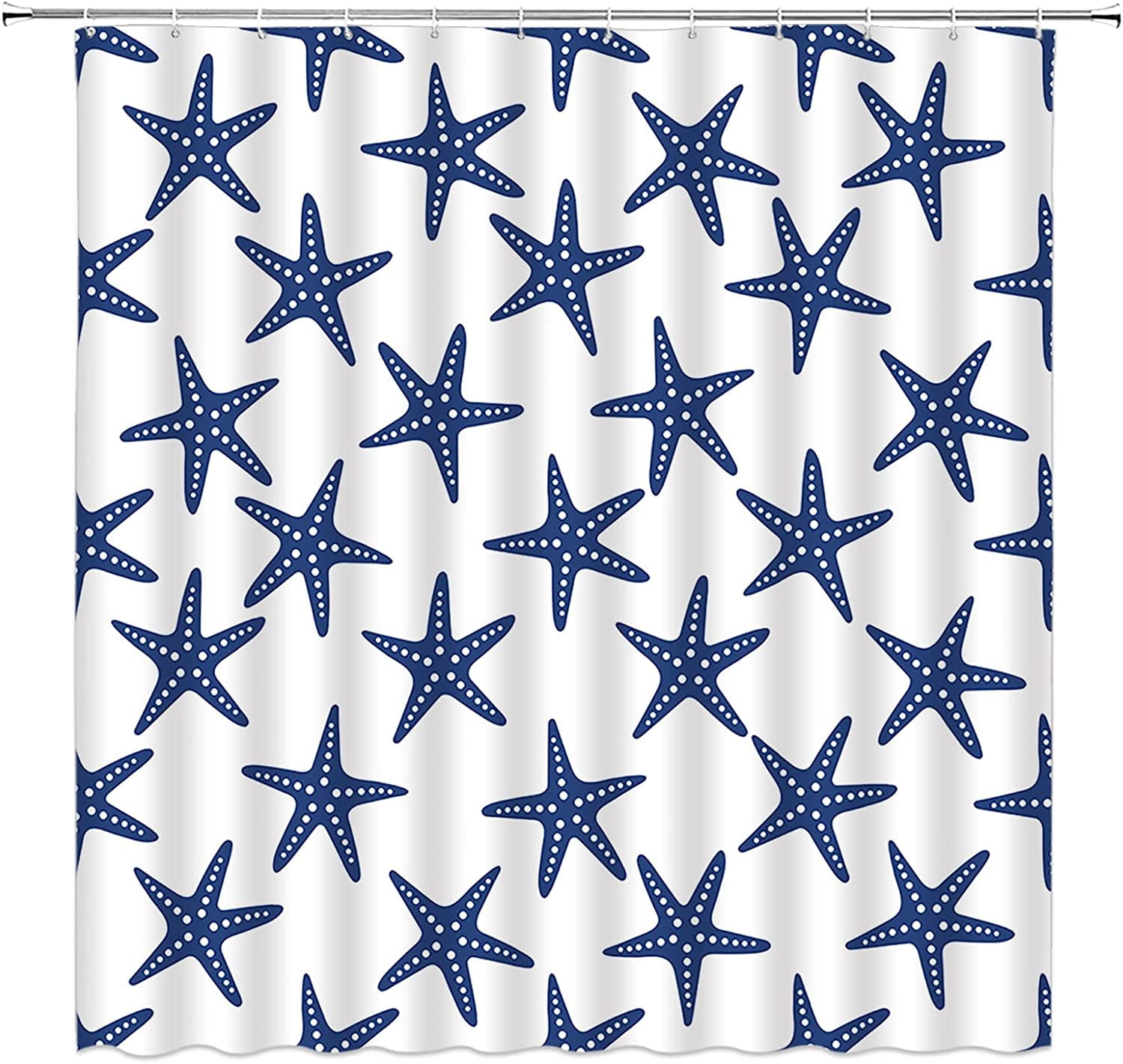 Starfish Shower Curtain Nautical Cute Coastal Marine Life Abstract Sea ...