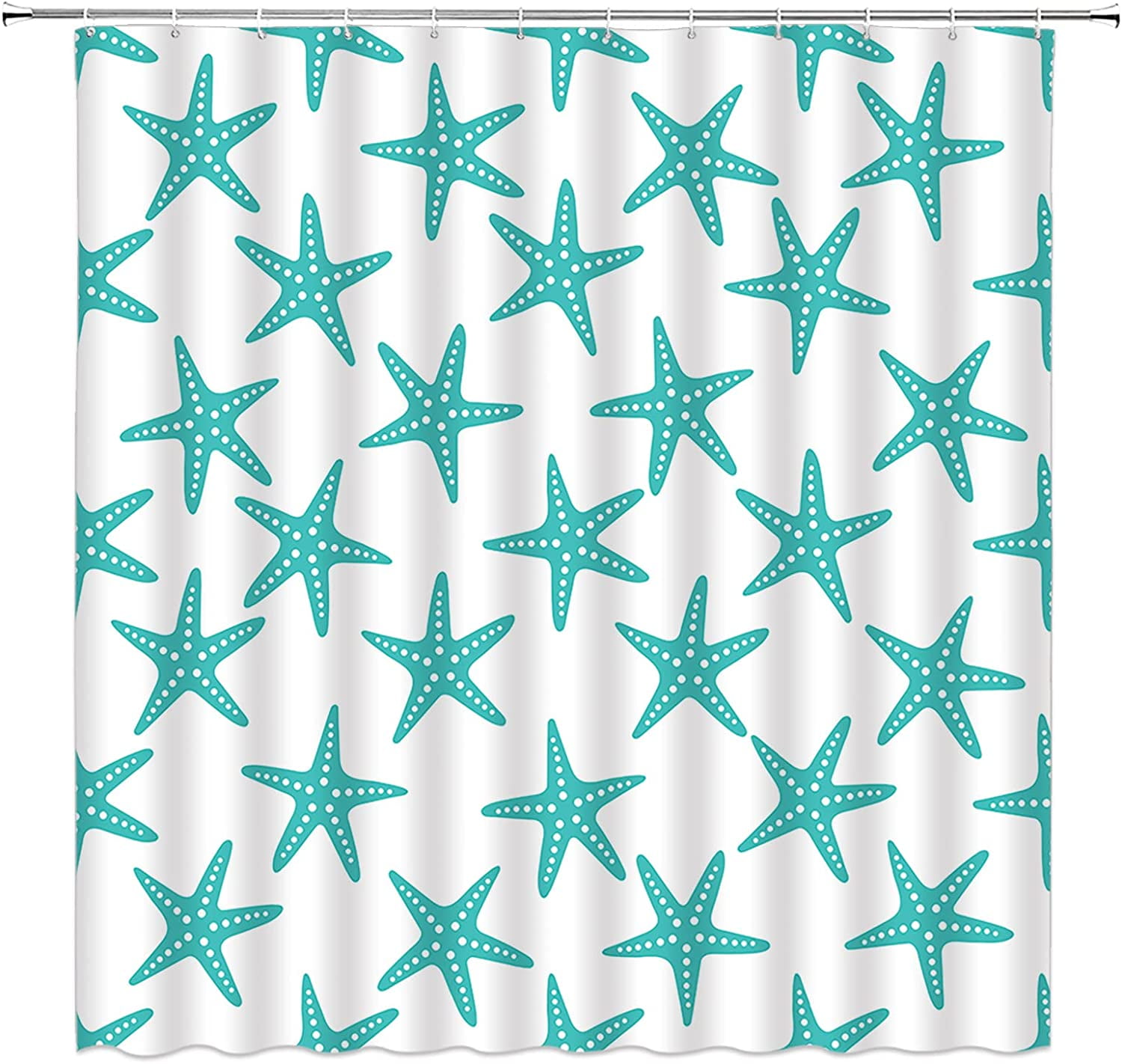 Starfish Shower Curtain Nautical Cute Coastal Marine Life Abstract Sea ...