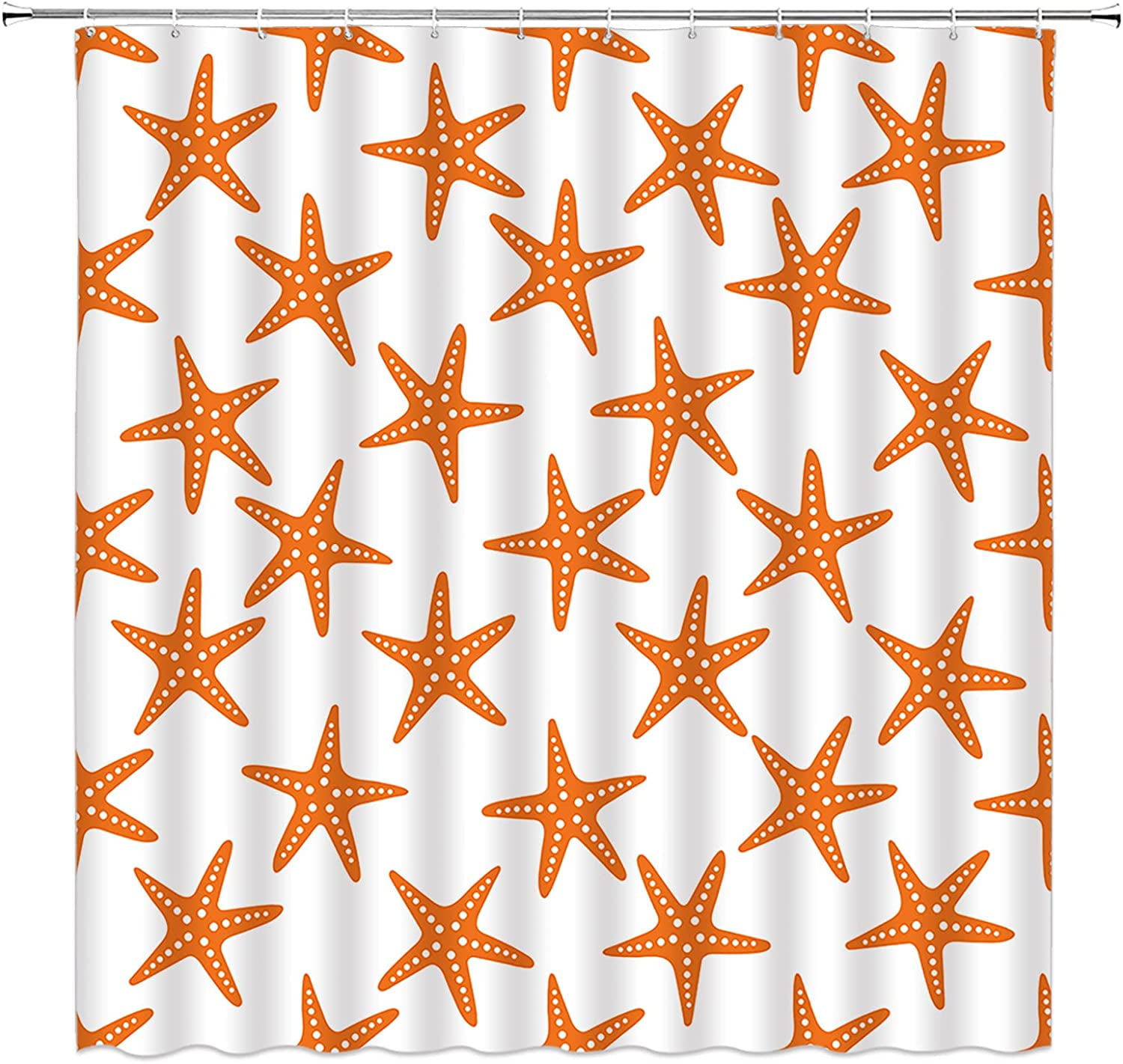 Starfish Shower Curtain Nautical Cute Coastal Marine Life Abstract Sea ...