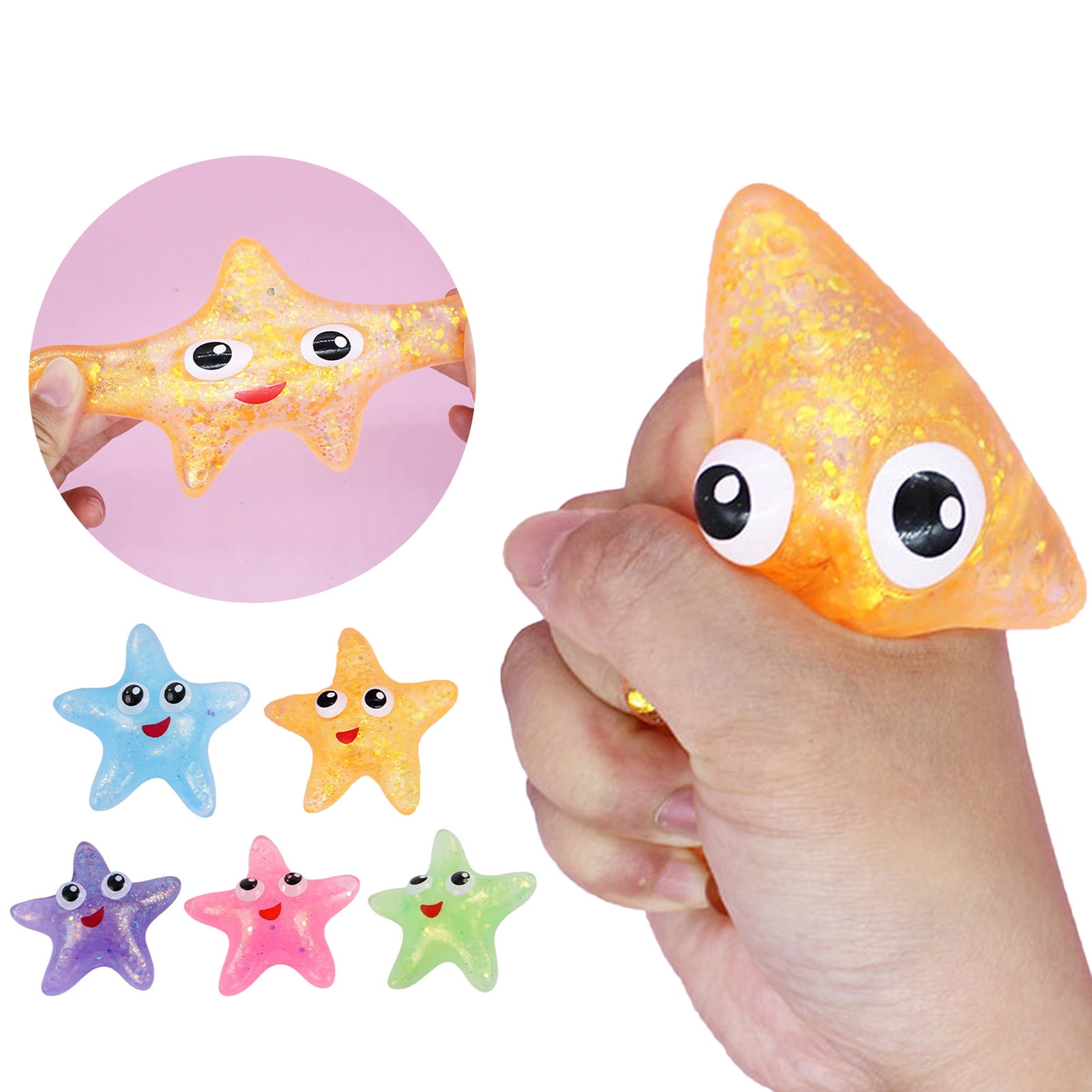 Starfish Squeeze Toy - Cozy Touch, Soft Rebound, Shine Sequins, Mini ...