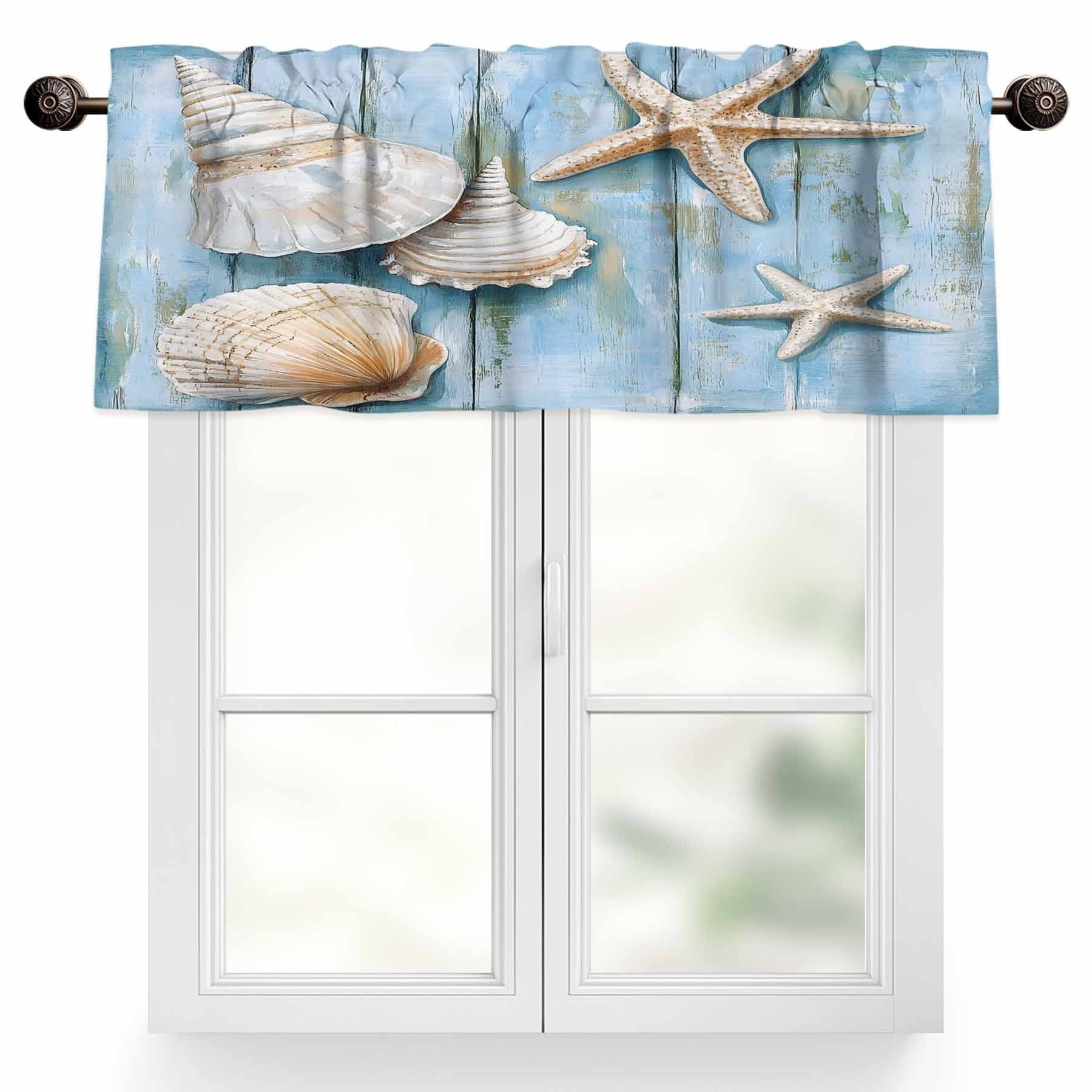 Starfish Starfish Shell Valances for Windows, 60 x 18in, Marine Life ...