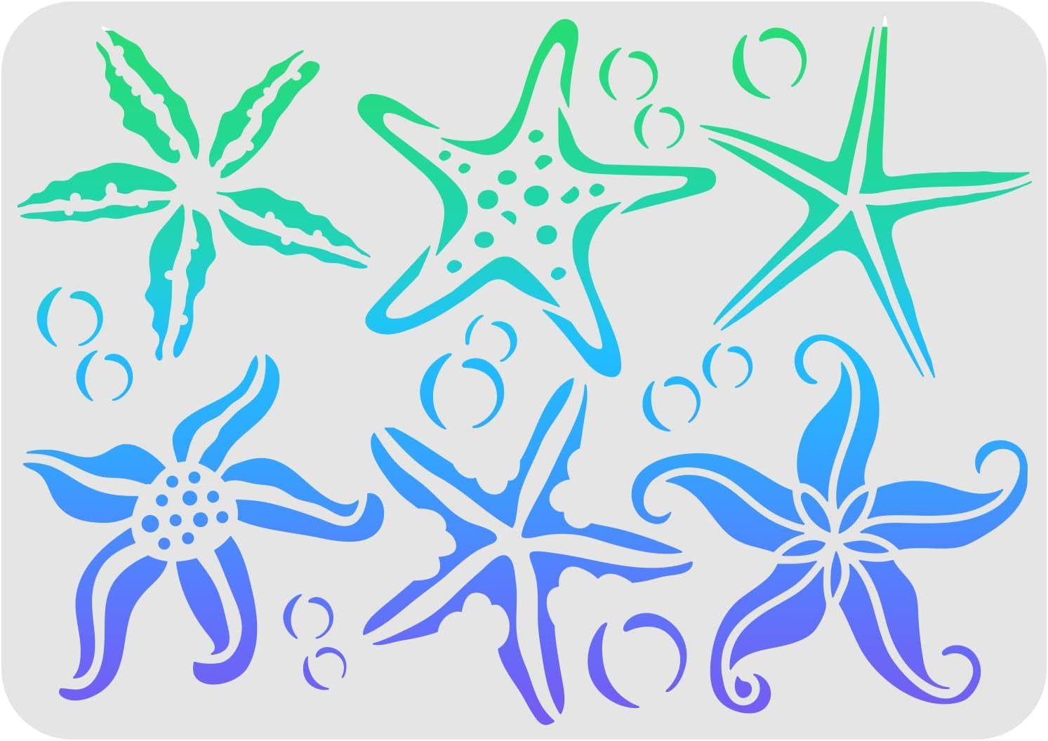 Starfish Stencil 11.7x8.3 inch 8 Different Style Starfish Drawing Template Reusable Starfish ...