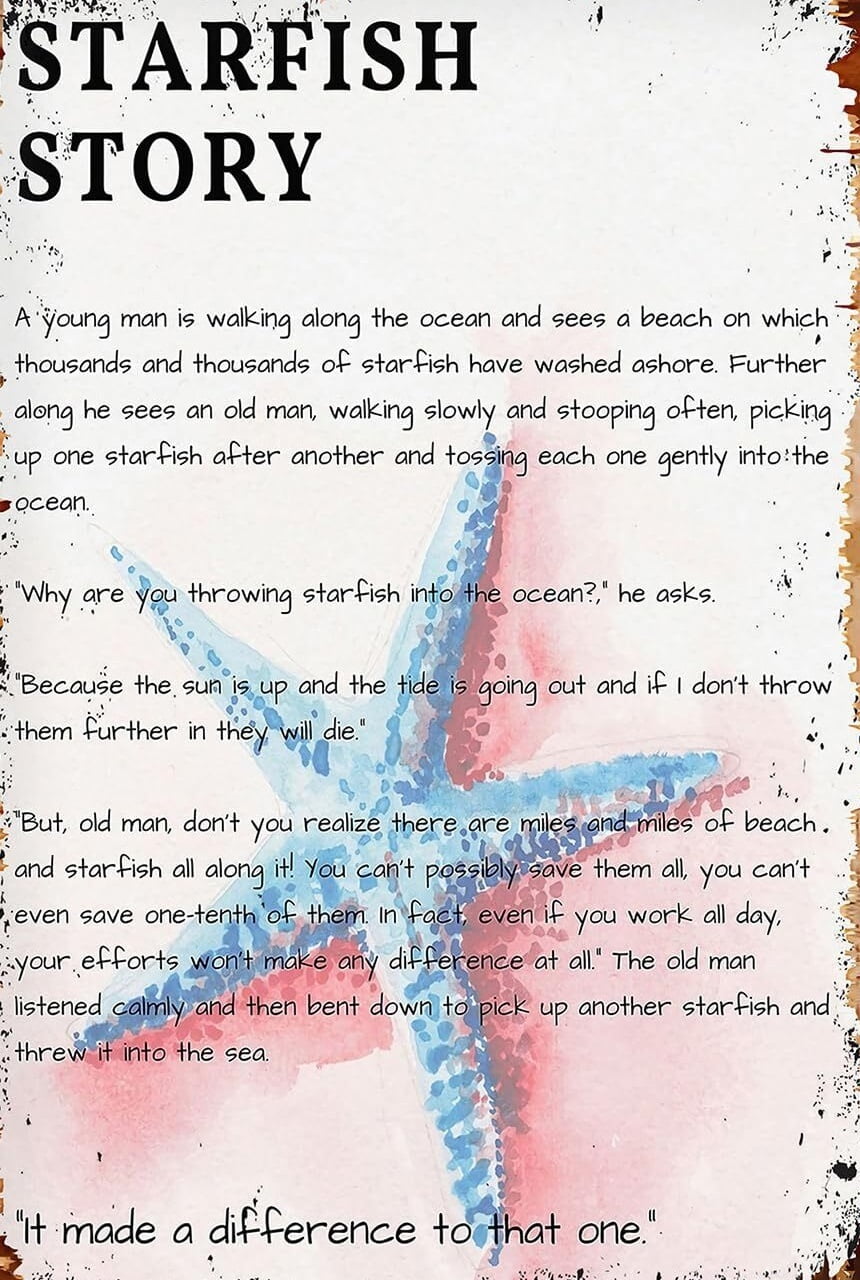 Starfish Story Poem Wall Art Home Decor for Bedroom Poster Landscape ...