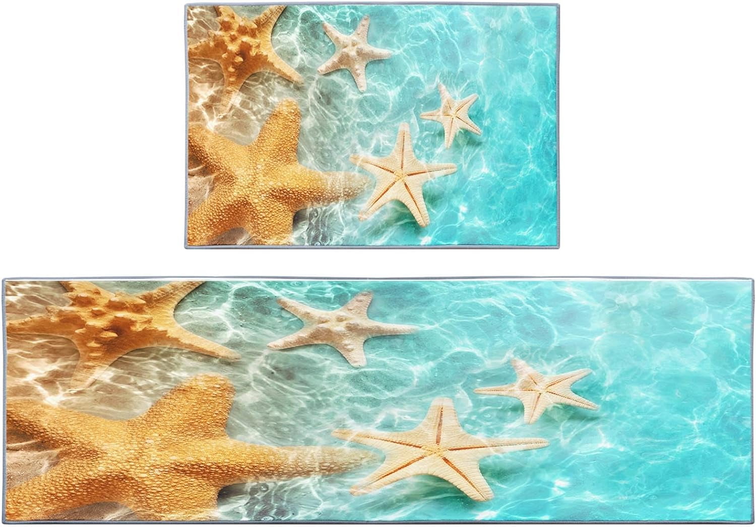 Starfish Summer Beach Kitchen Rugs and Mats Non Skid Washable Set of 2 ...