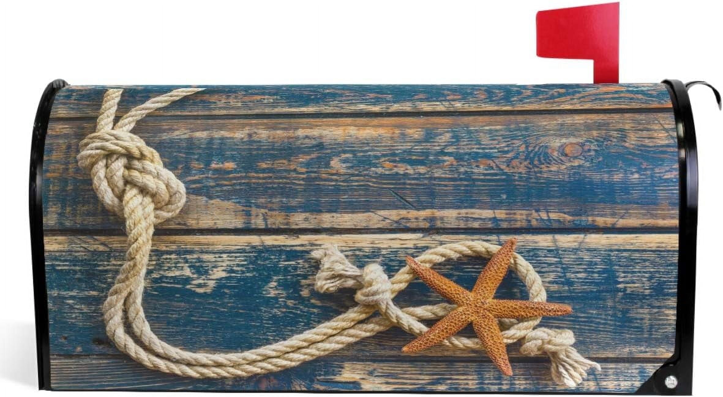 Starfish Summer Mailbox Covers Magnetic Old Wooden Mailbox Cover Large ...