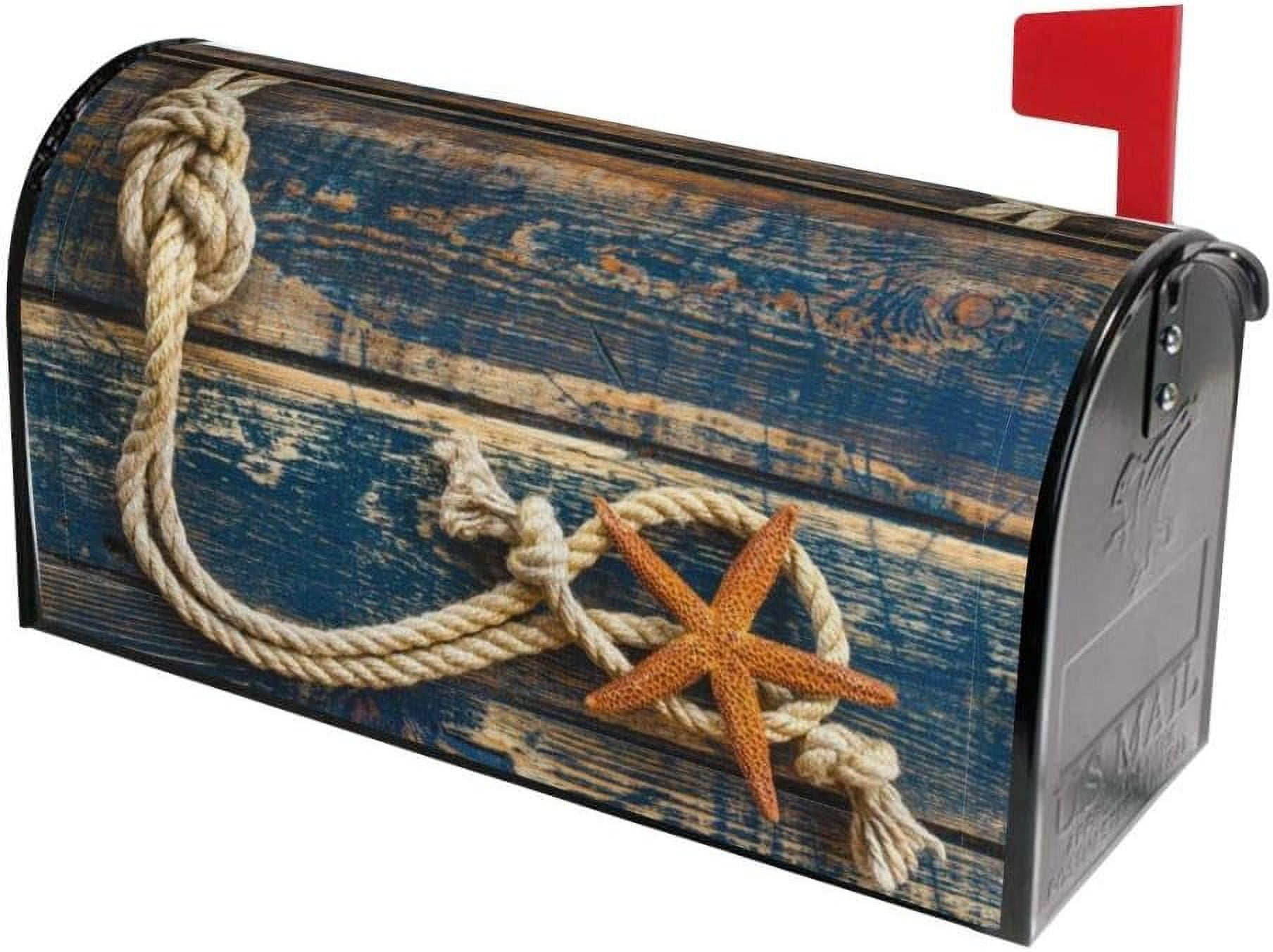 Starfish Summer Old Wooden Mailbox Covers Magnetic Post Box Cover Wraps ...