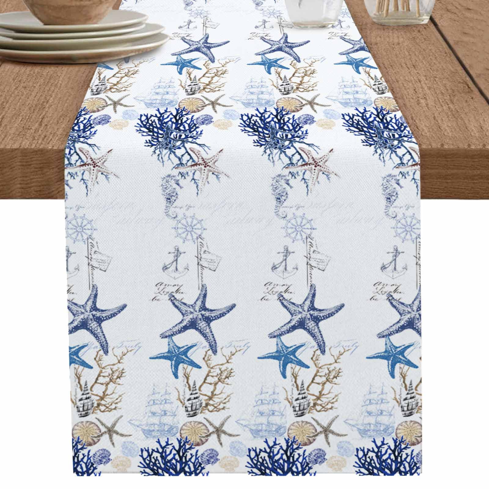 Starfish Table Runner 108 Inches Long for Dining Table Decor,Blue Ocean ...