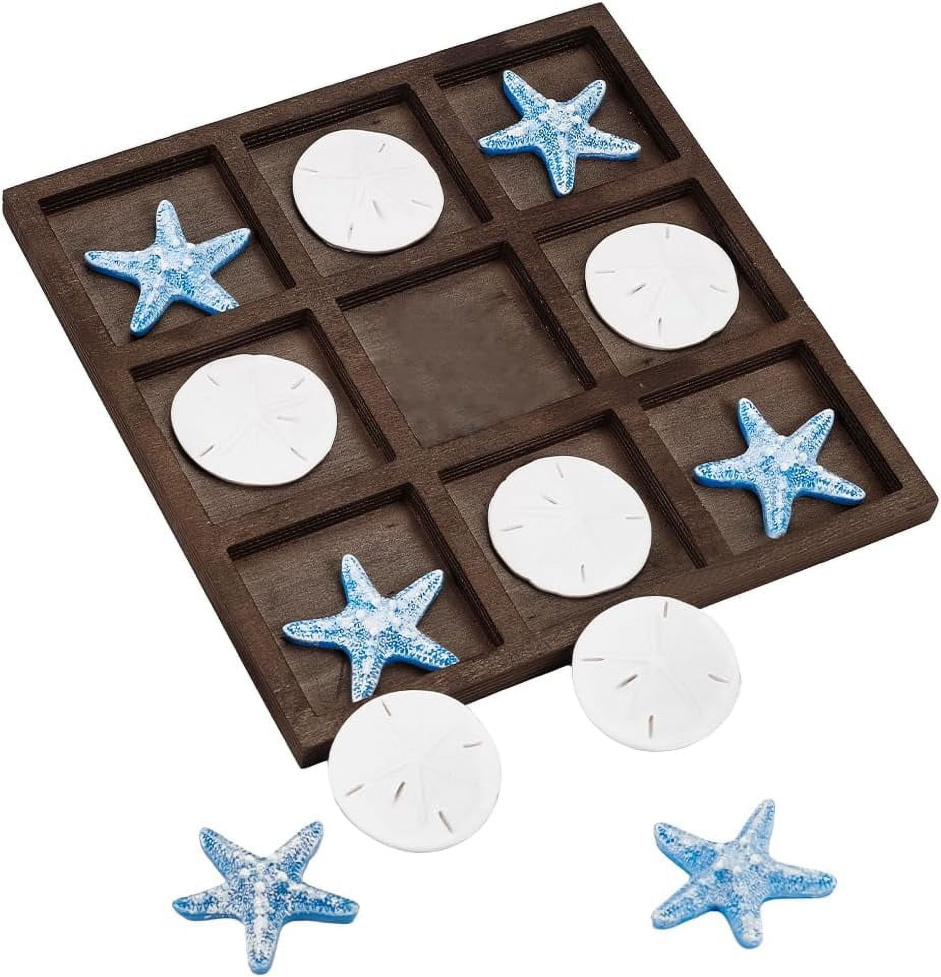 Starfish Tic Tac Toe Game Sets 6 Pcs White Resin Sea Money & 6 Pcs Blue ...