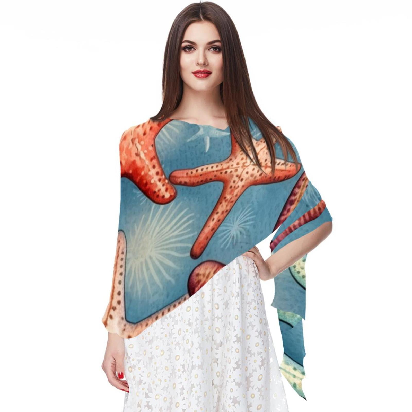 Starfish Translucent Chiffon Yarn Silk Scarf - Lightweight and ...