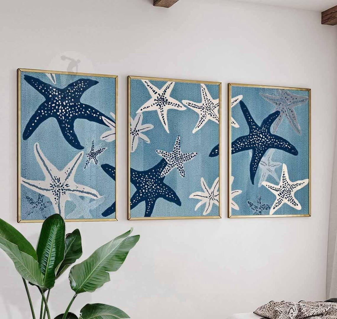Starfish Wall Art Prints Coastal Beach Nautical Ocean Home Decor ...
