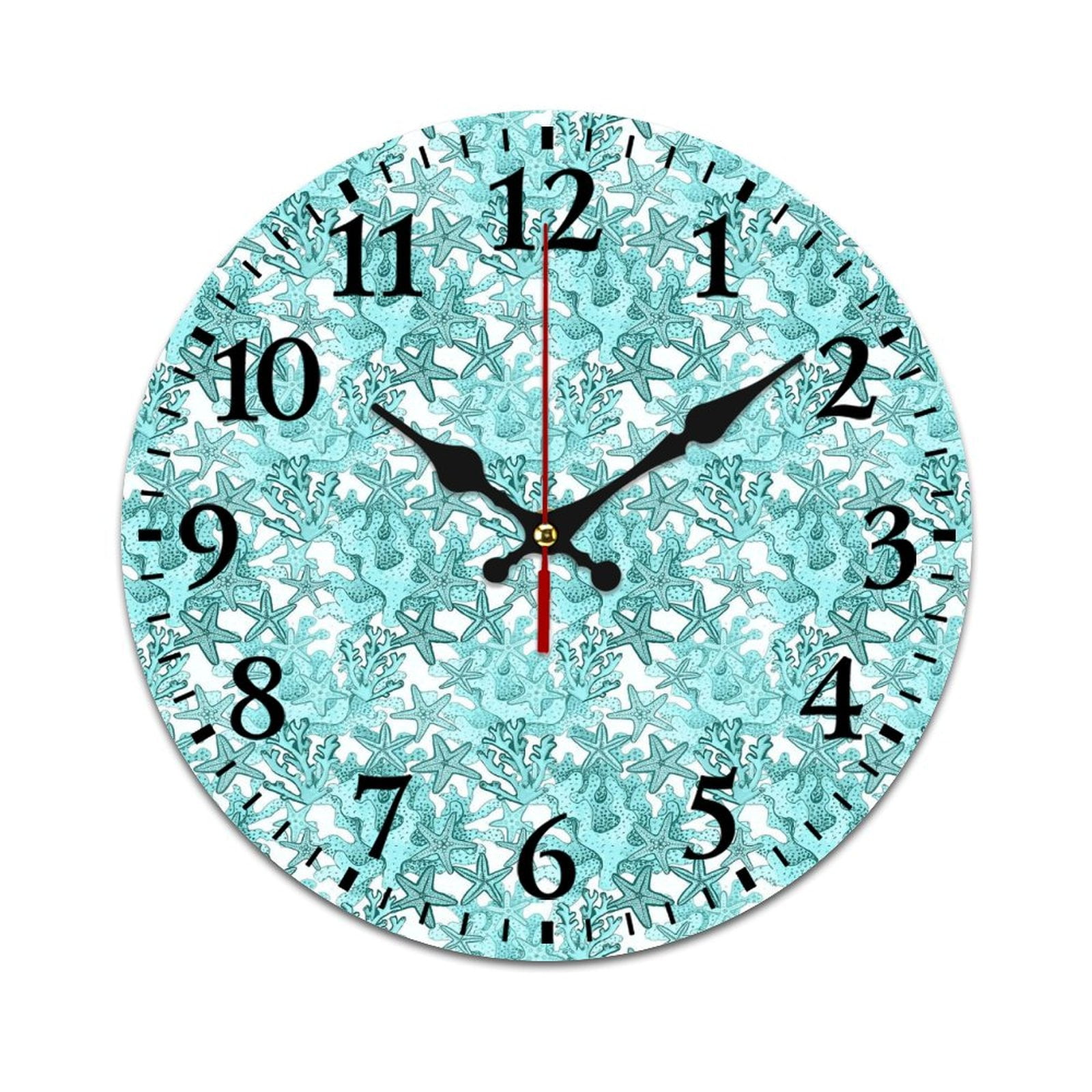 Starfish Watercolor Aqua Coral Reef ,ocean Home Decor Wall Clock Modern ...