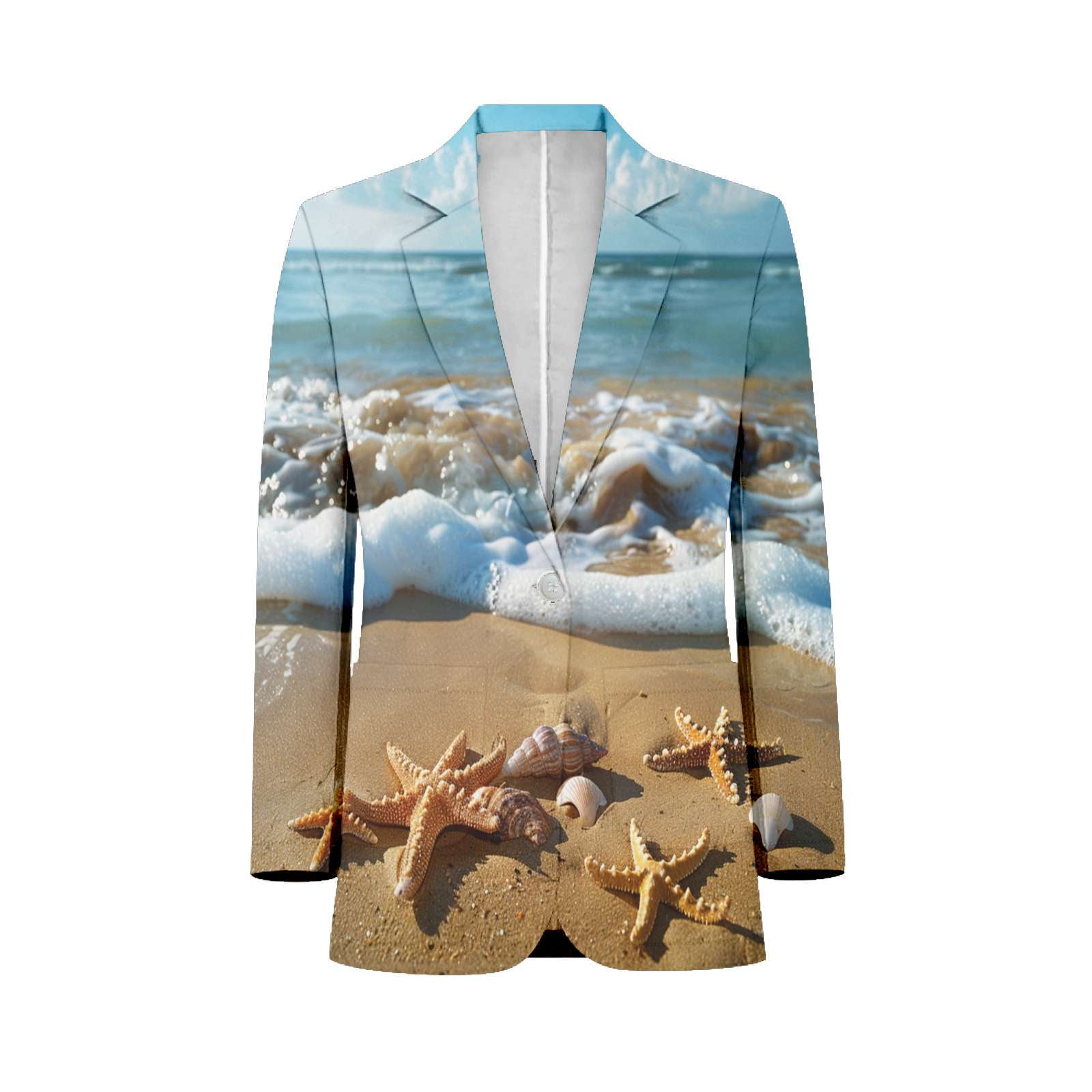 Starfish Waves Beach Customized Men's Suits full man Shawl Collar ...