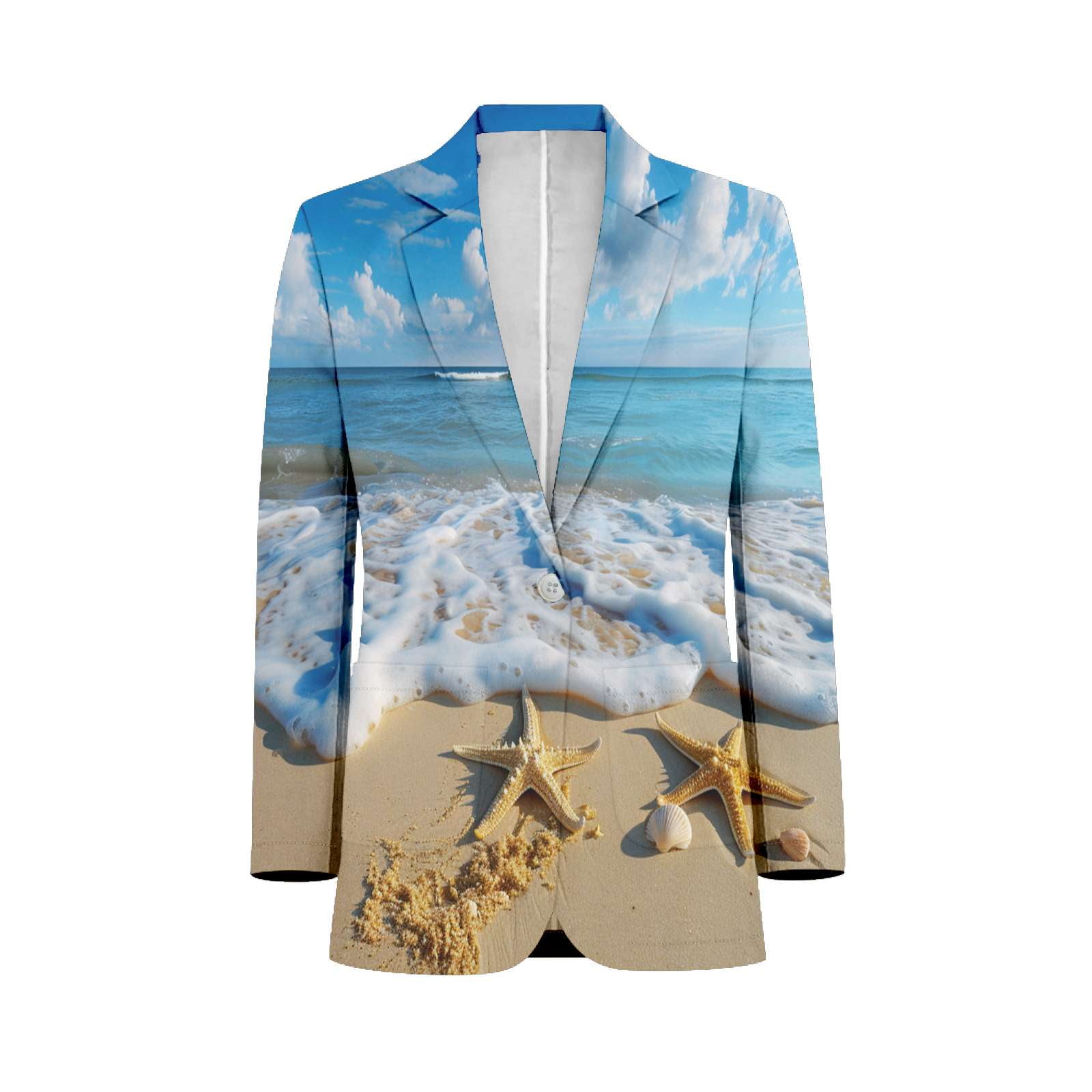 Starfish Waves Beach Customized Men's Suits full man Shawl Collar ...