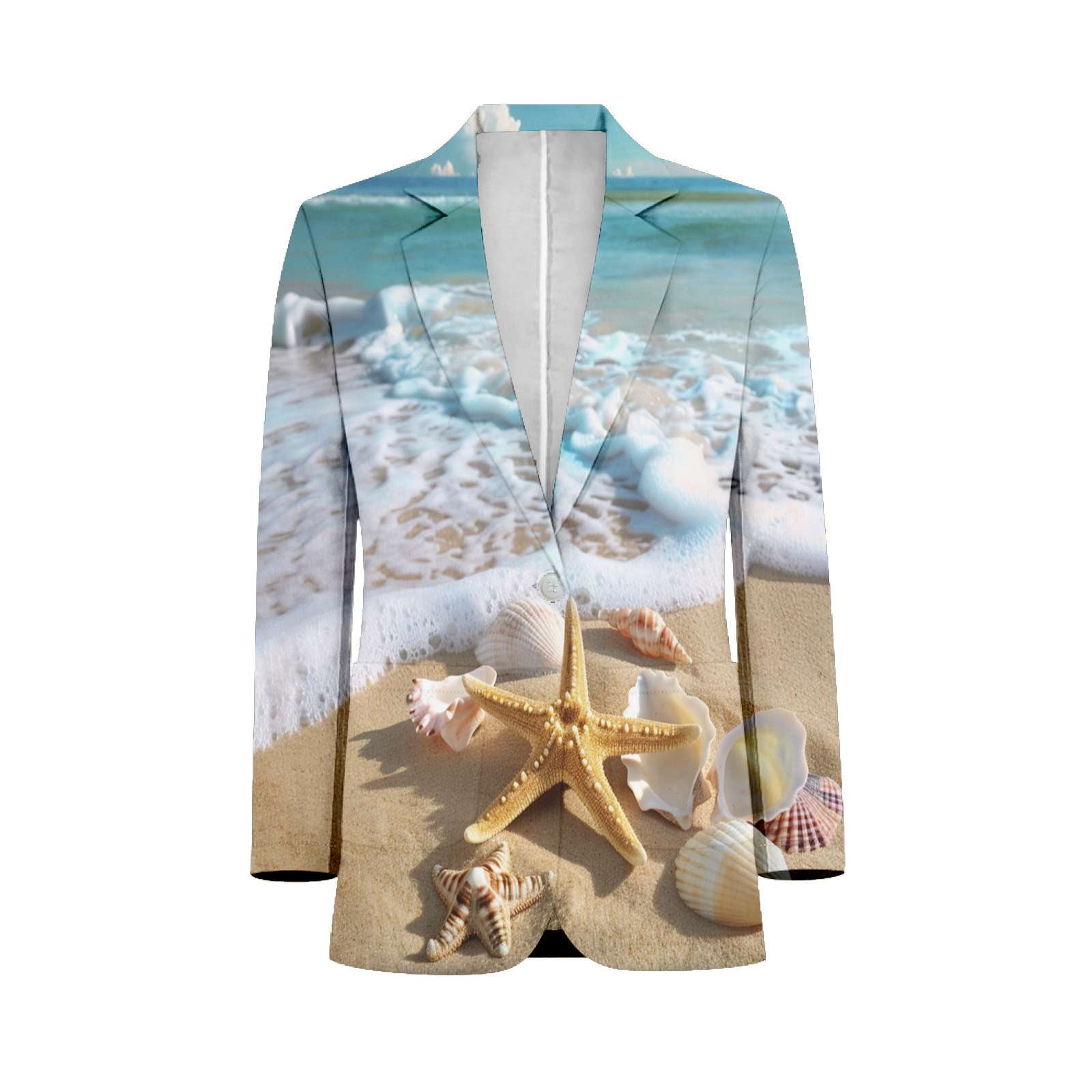Starfish Waves Beach Customized Men's Suits full man Shawl Collar ...