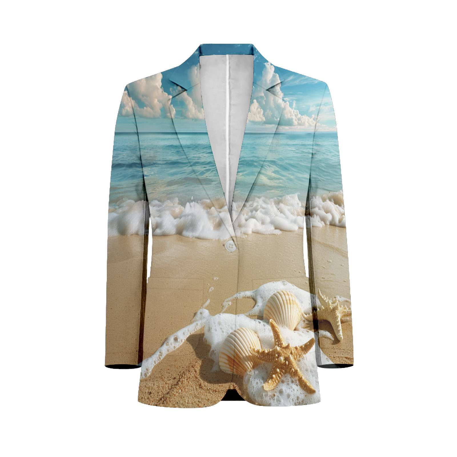 Starfish Waves Beach Customized Men's Suits full man Shawl Collar ...