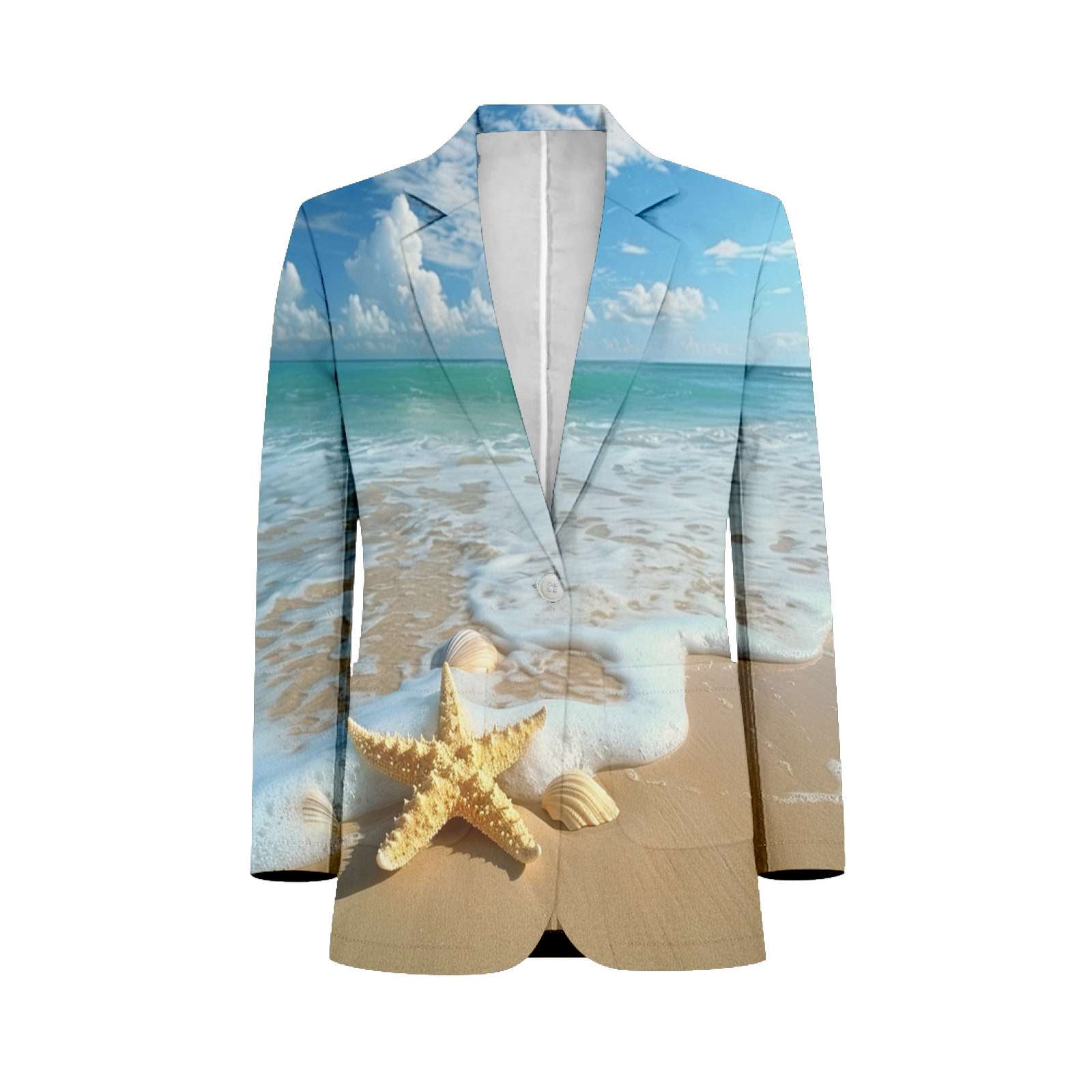 Starfish Waves Beach Customized Men's Suits full man Shawl Collar ...