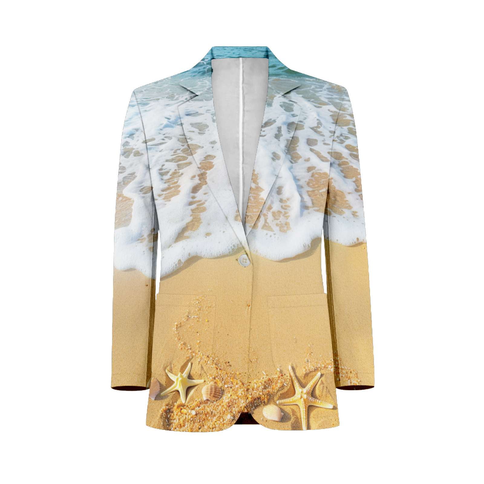 Starfish Waves Beach Customized Men's Suits full man Shawl Collar ...