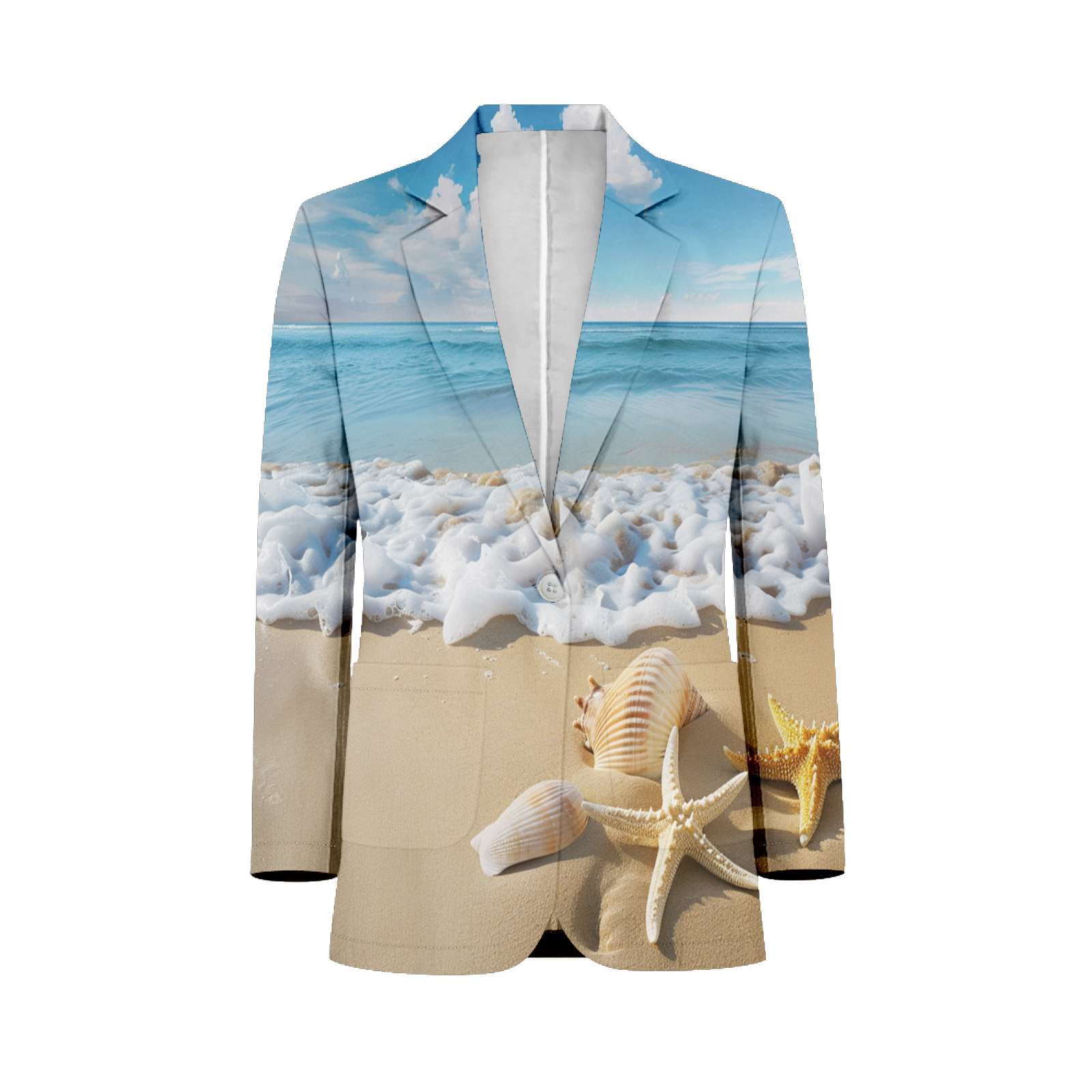 Starfish Waves Beach Customized Men's Suits full man Shawl Collar ...