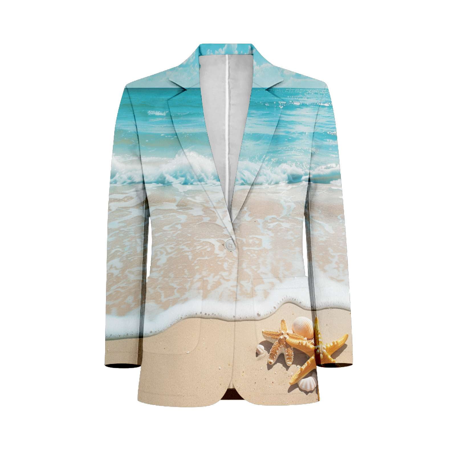 Starfish Waves Beach Customized Men's Suits full man Shawl Collar ...