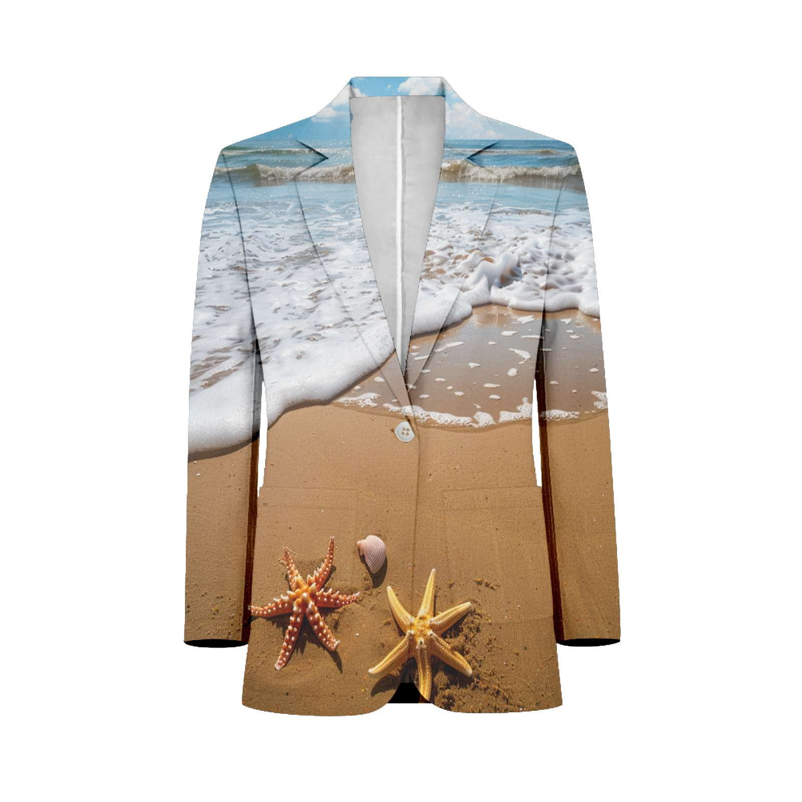 Starfish Waves Beach Customized Men's Suits full man Shawl Collar ...