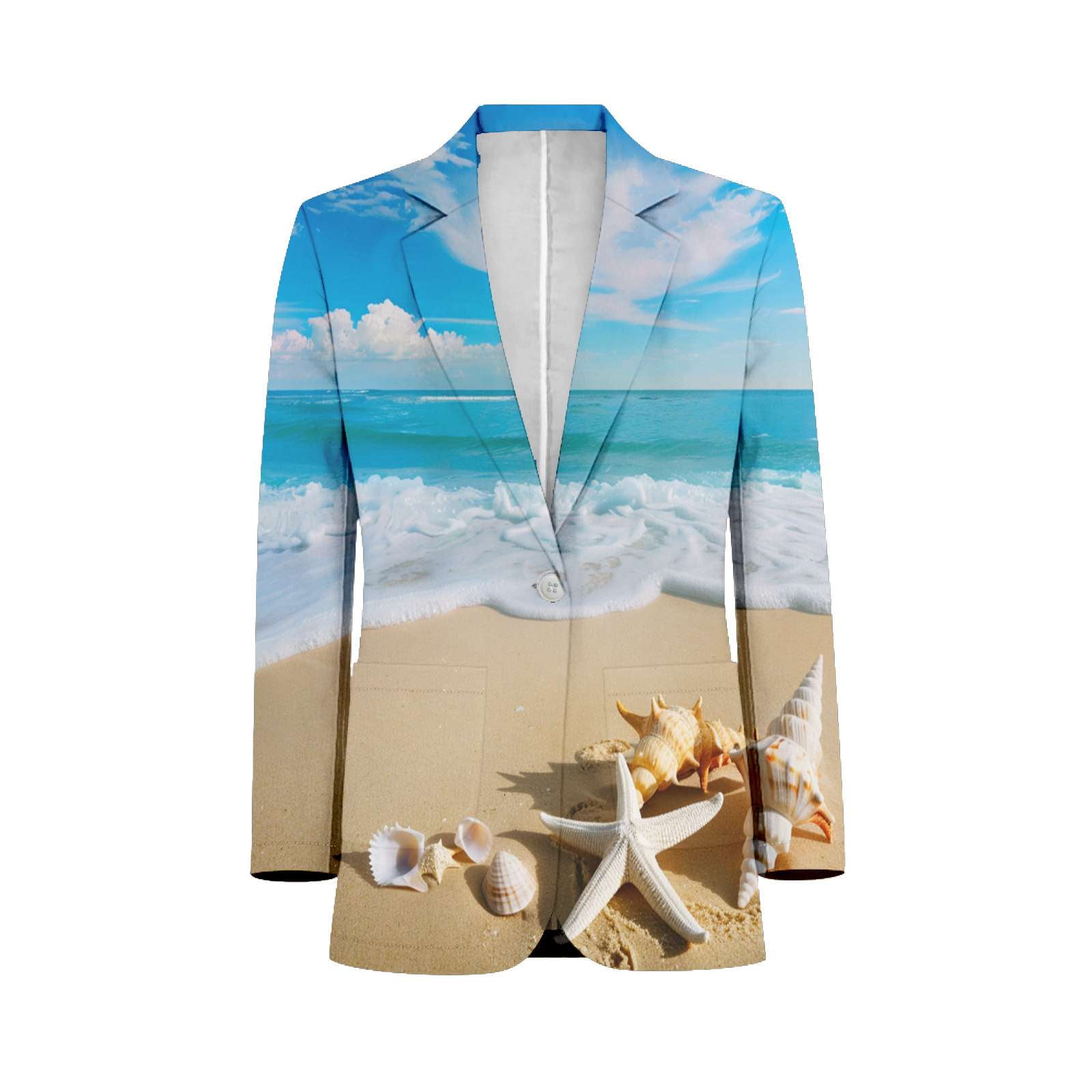 Starfish Waves Beach Customized Men's Suits full man Shawl Collar ...