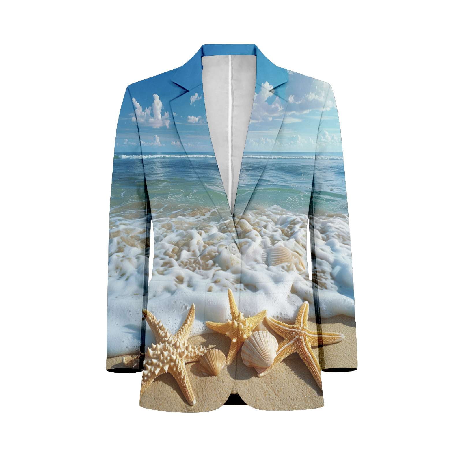 Starfish Waves Beach Customized Men's Suits full man Shawl Collar ...