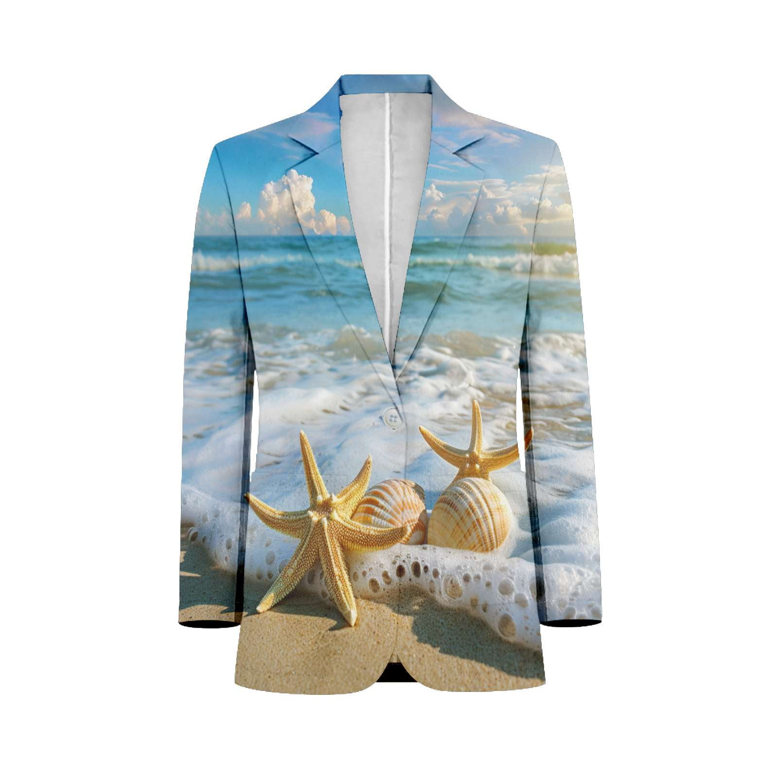 Starfish Waves Beach Customized Men's Suits full man Shawl Collar ...
