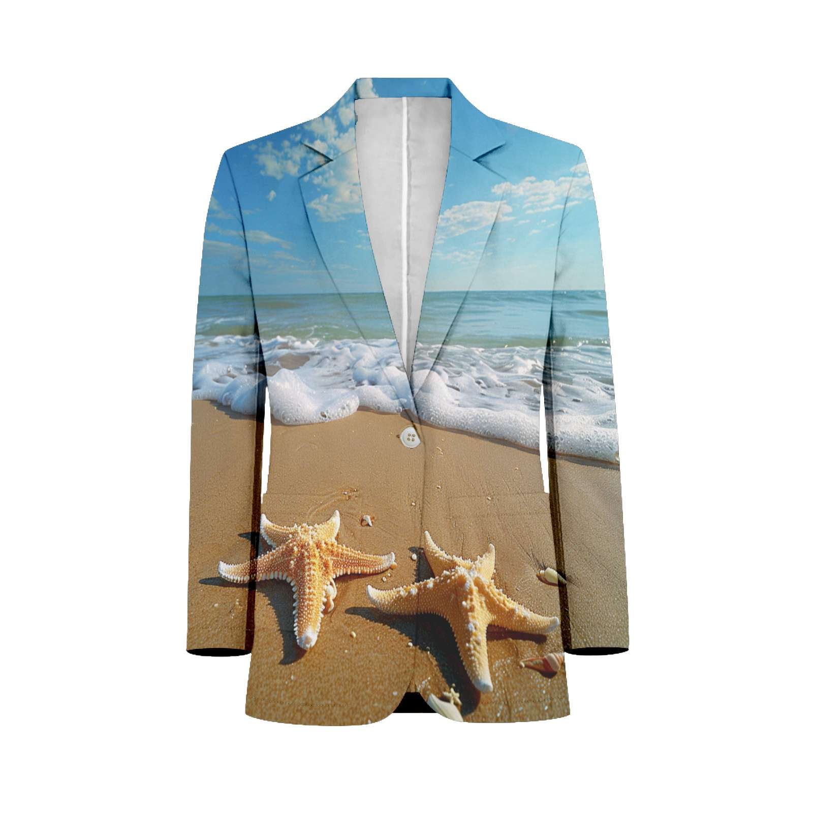 Starfish Waves Beach Customized Men's Suits full man Shawl Collar ...