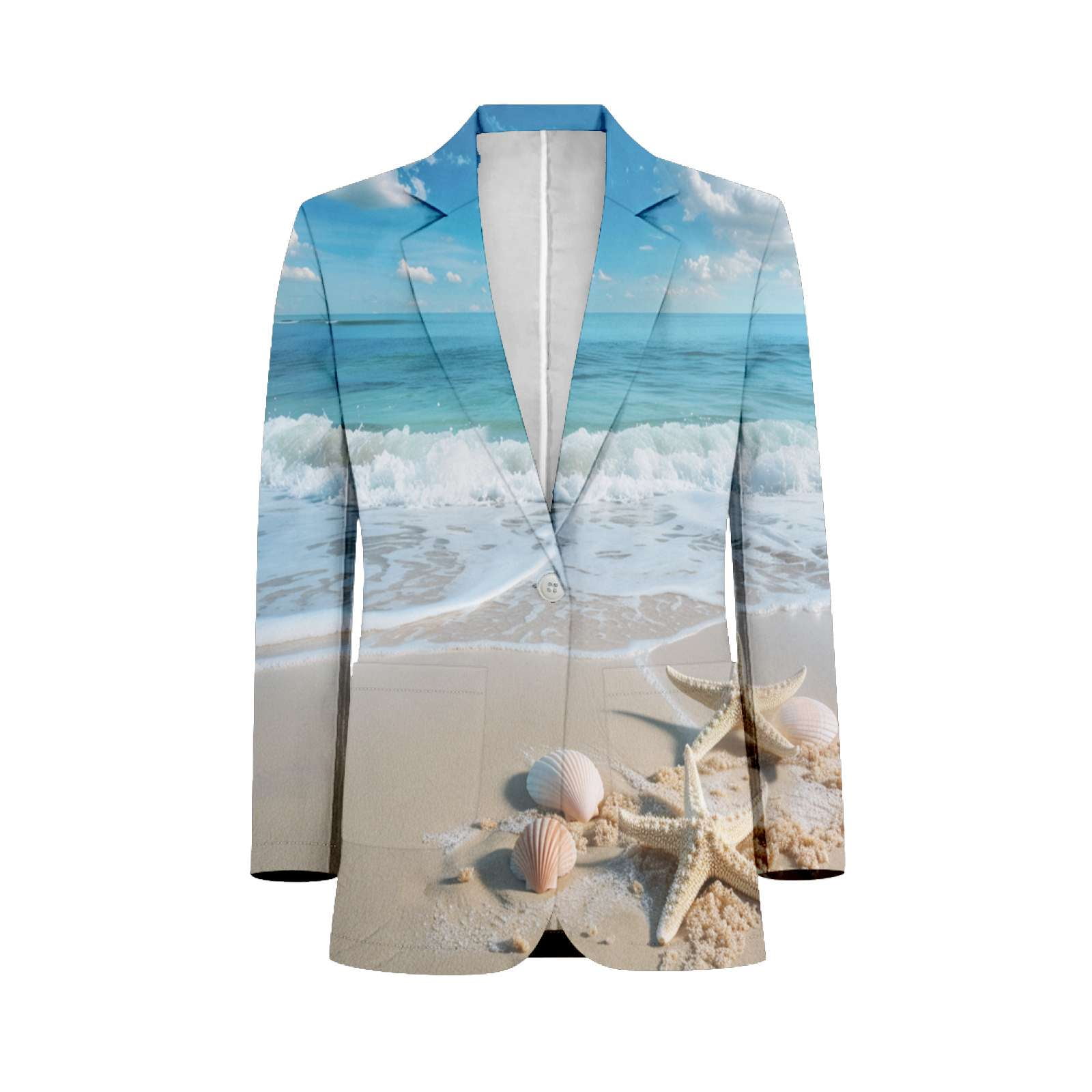 Starfish Waves Beach Customized Men's Suits full man Shawl Collar ...
