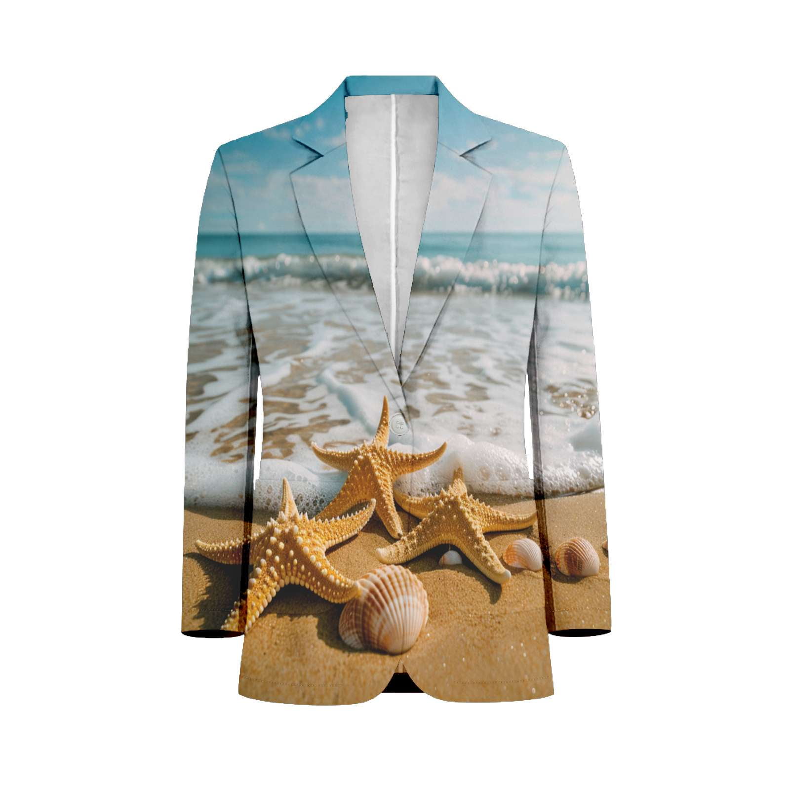 Starfish Waves Beach Customized Men's Suits full man Shawl Collar ...
