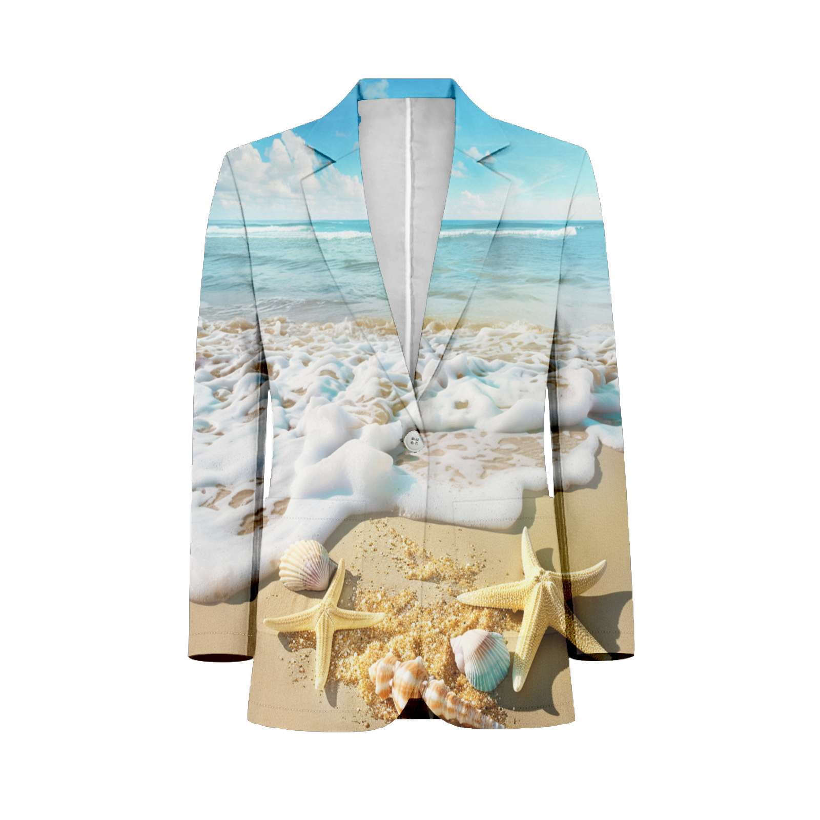 Starfish Waves Beach Customized Men's Suits full man Shawl Collar ...