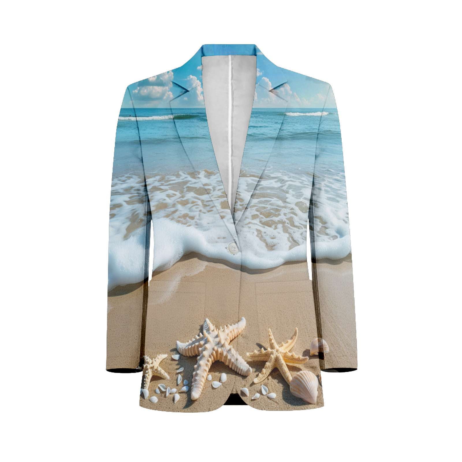 Starfish Waves Beach Customized Men's Suits full man Shawl Collar ...