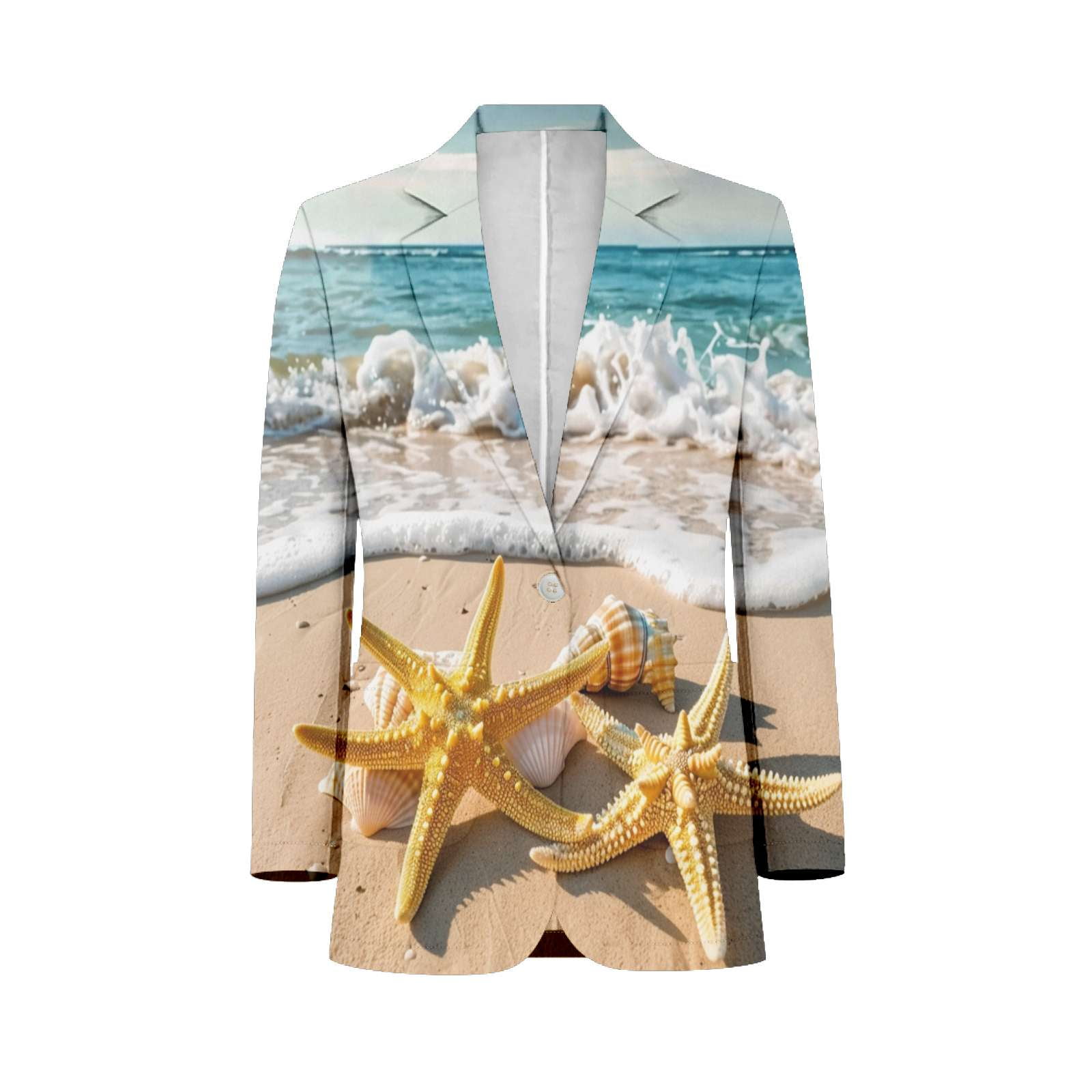 Starfish Waves Beach Customized Men's Suits full man Shawl Collar ...