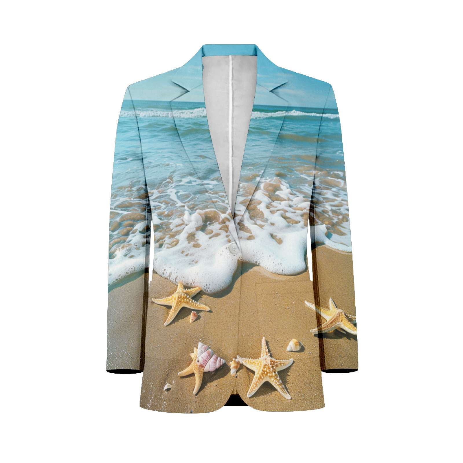 Starfish Waves Beach Customized Men's Suits full man Shawl Collar ...