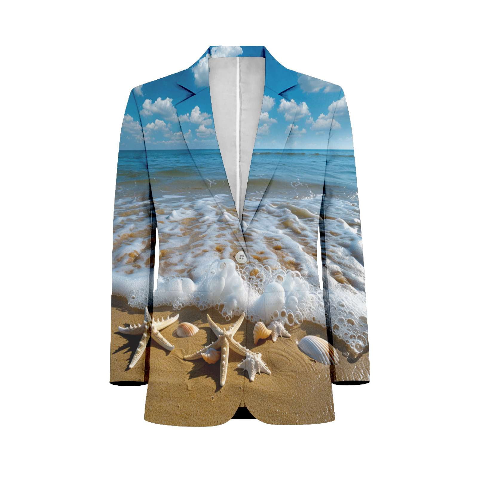Starfish Waves Beach Mens Suits Shawl Collar Slim Fit Suit Mens Groom ...