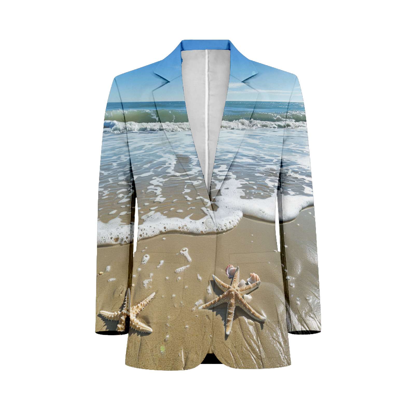 Starfish Waves Beach Mens Suits Shawl Collar Slim Fit Suit Mens Groom ...