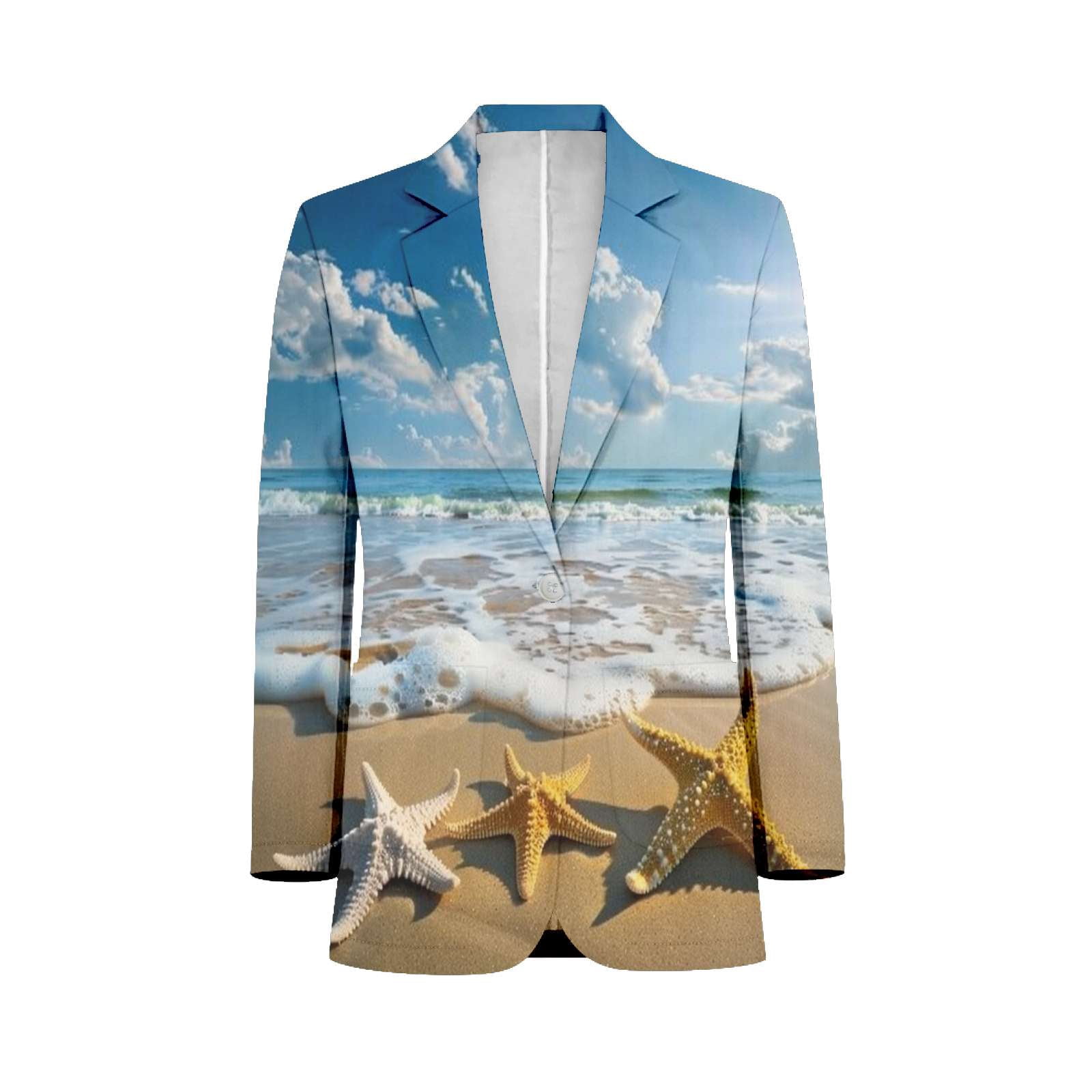 Starfish Waves Beach Mens Suits Shawl Collar Slim Fit Suit Mens Groom ...