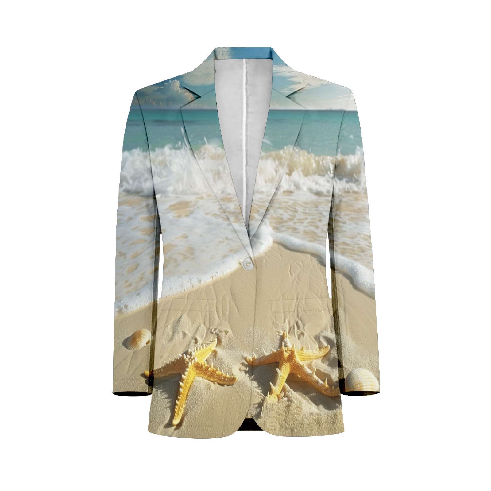 Starfish Waves Beach Mens Suits Shawl Collar Slim Fit Suit Mens Groom ...