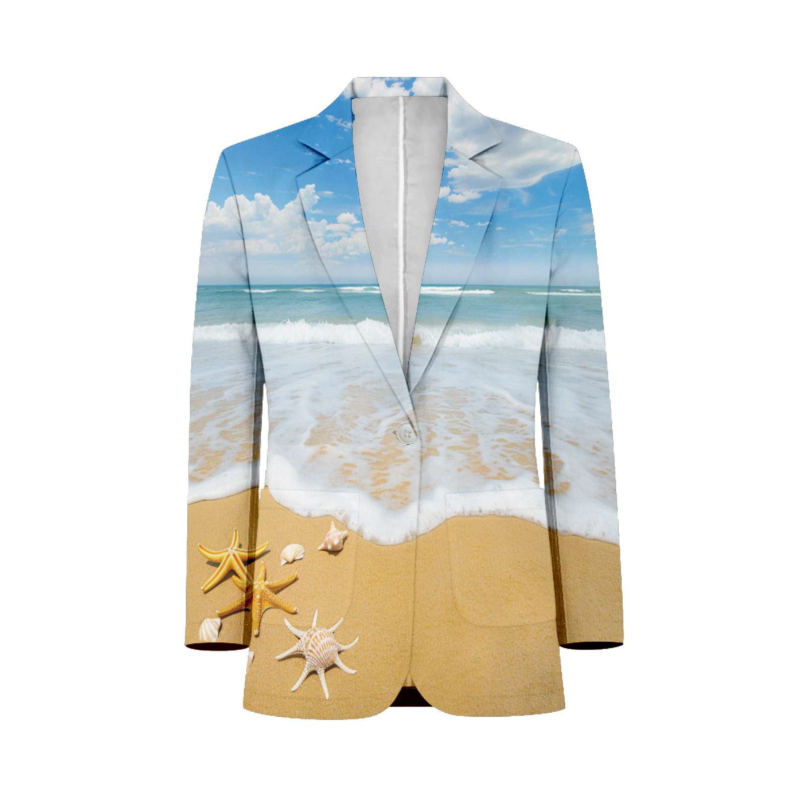 Starfish Waves Beach Mens Suits Shawl Collar Slim Fit Suit Mens Groom ...