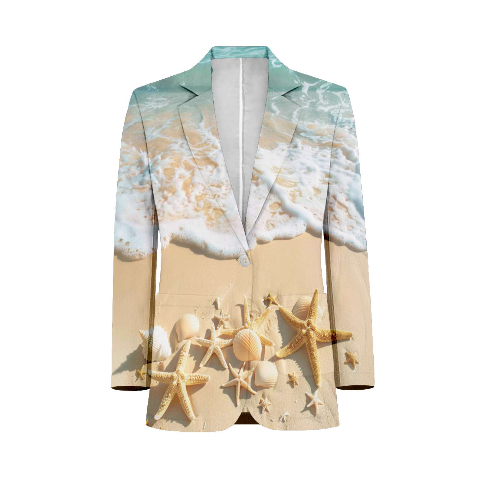 Starfish Waves Beach Mens Suits Shawl Collar Slim Fit Suit Mens Groom ...