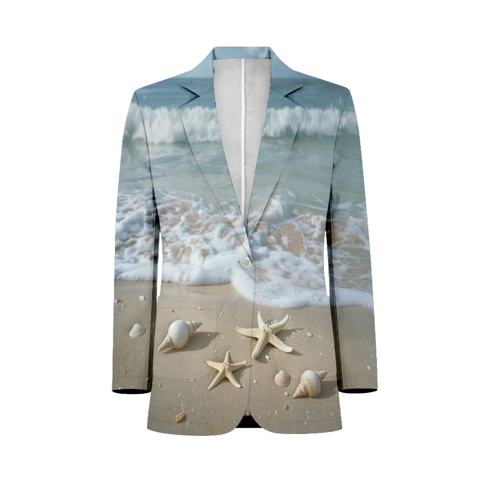 Starfish Waves Beach Mens Suits Shawl Collar Slim Fit Suit Mens Groom ...