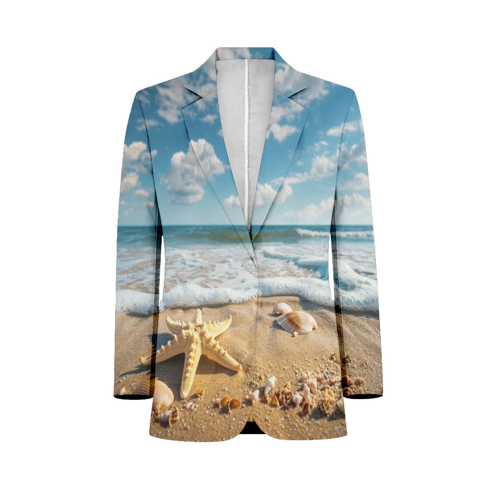 Starfish Waves Beach Mens Suits Shawl Collar Slim Fit Suit Mens Groom ...