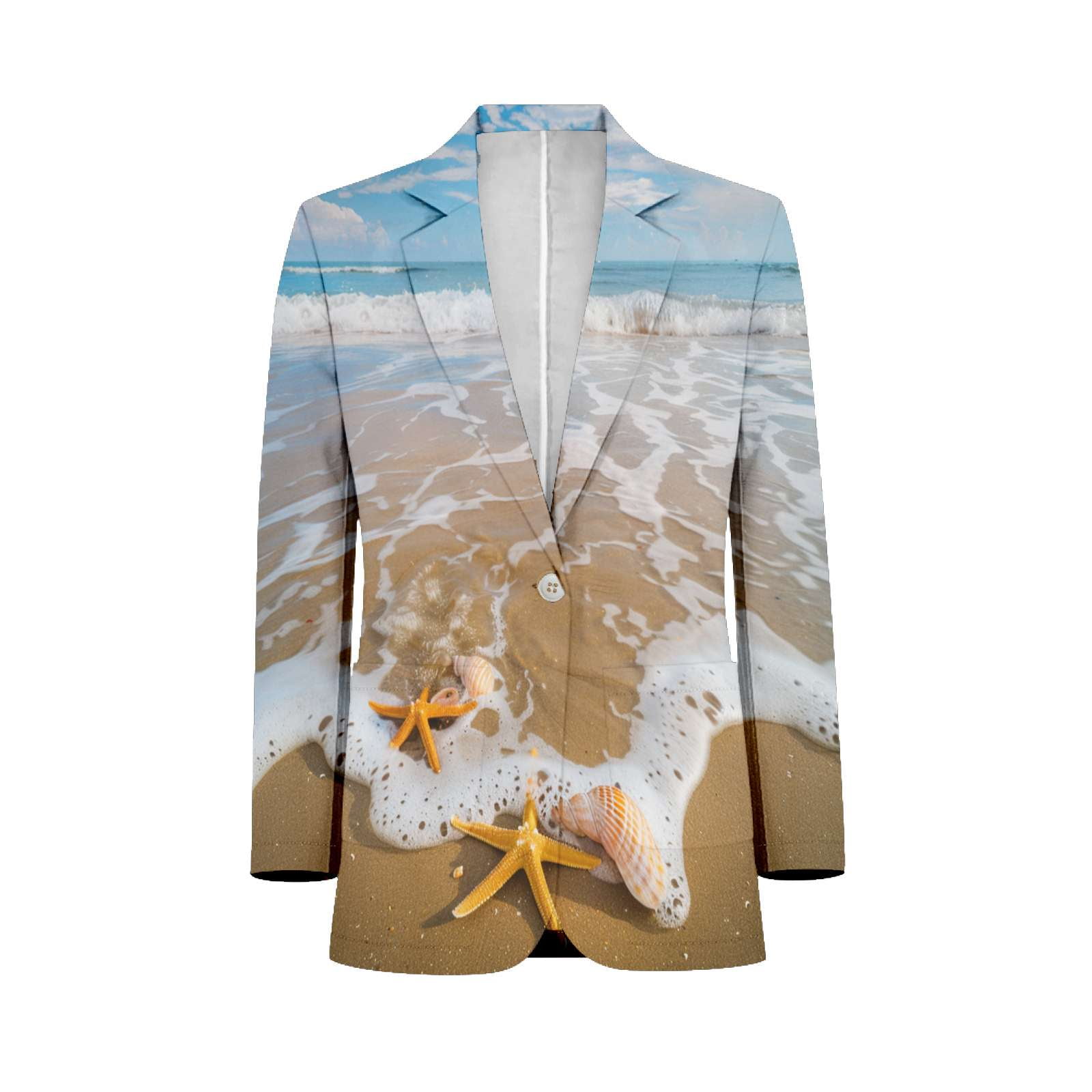 Starfish Waves Beach Mens Suits Shawl Collar Slim Fit Suit Mens Groom ...