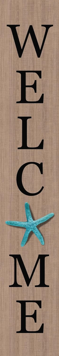 Starfish Welcome Sign Beach Themed Welcome Sign for Front Door Wood ...