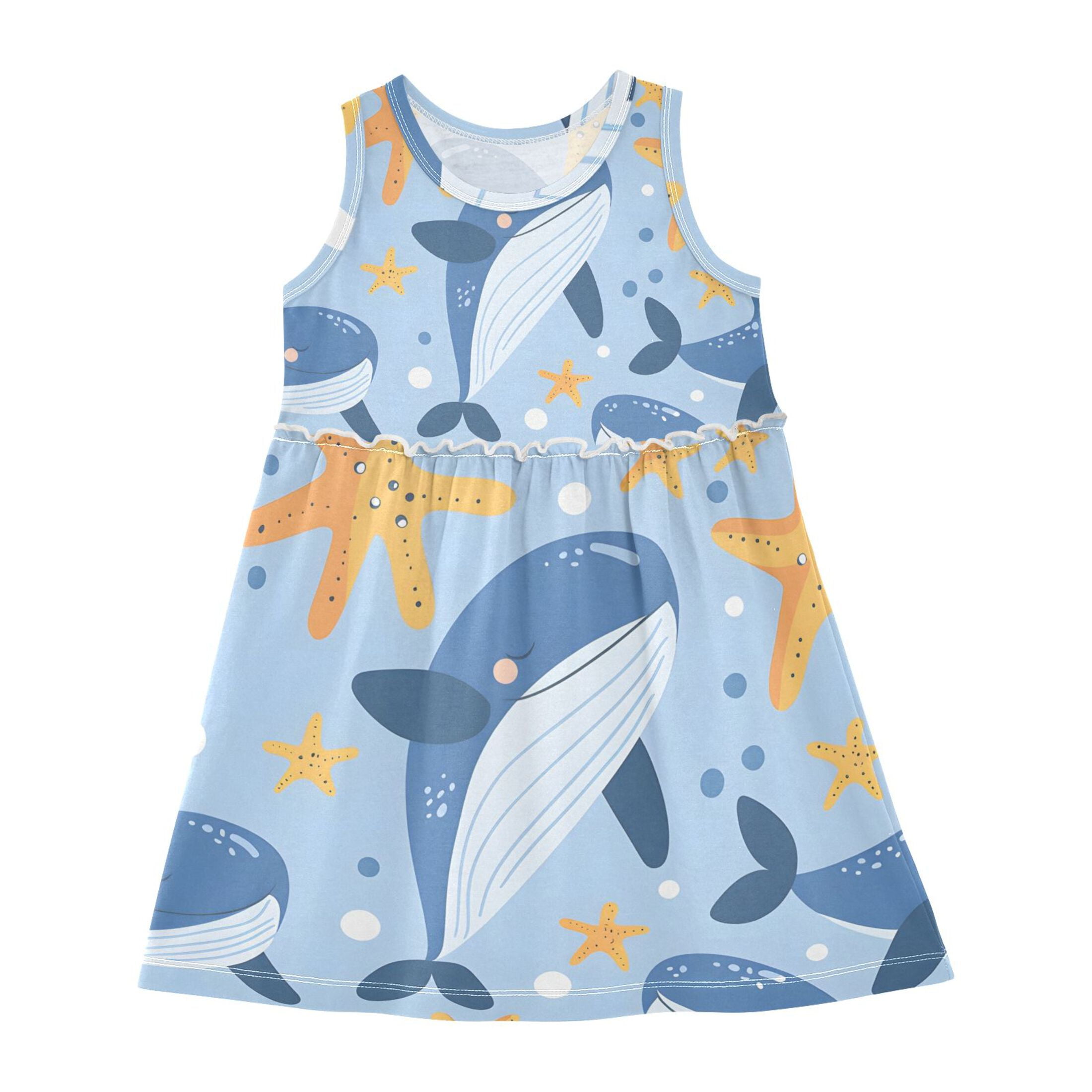 Starfish Whale Cute Cartoon Girls' Sleeveless Dress A-Line One-Piece ...
