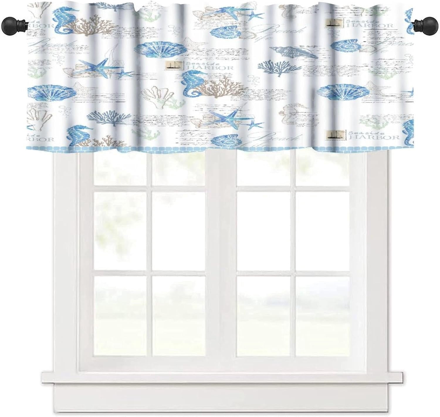 Starfish Window Valance,Vintage Nautical Seashell Tropical Beach Theme ...